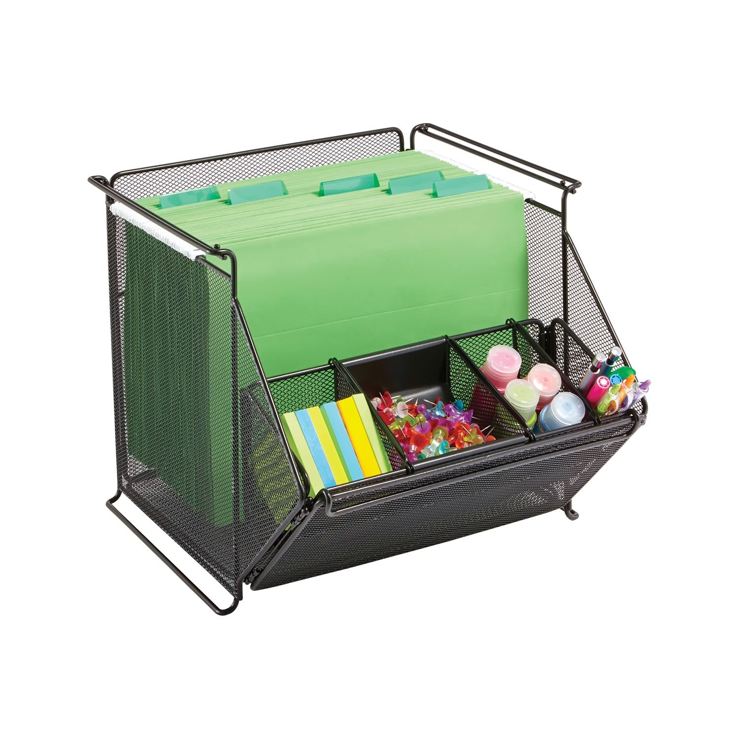 Amazon.com : Safco 2164BL Onyx Mesh Stackable Storage Bins, (Qty. 1 ...