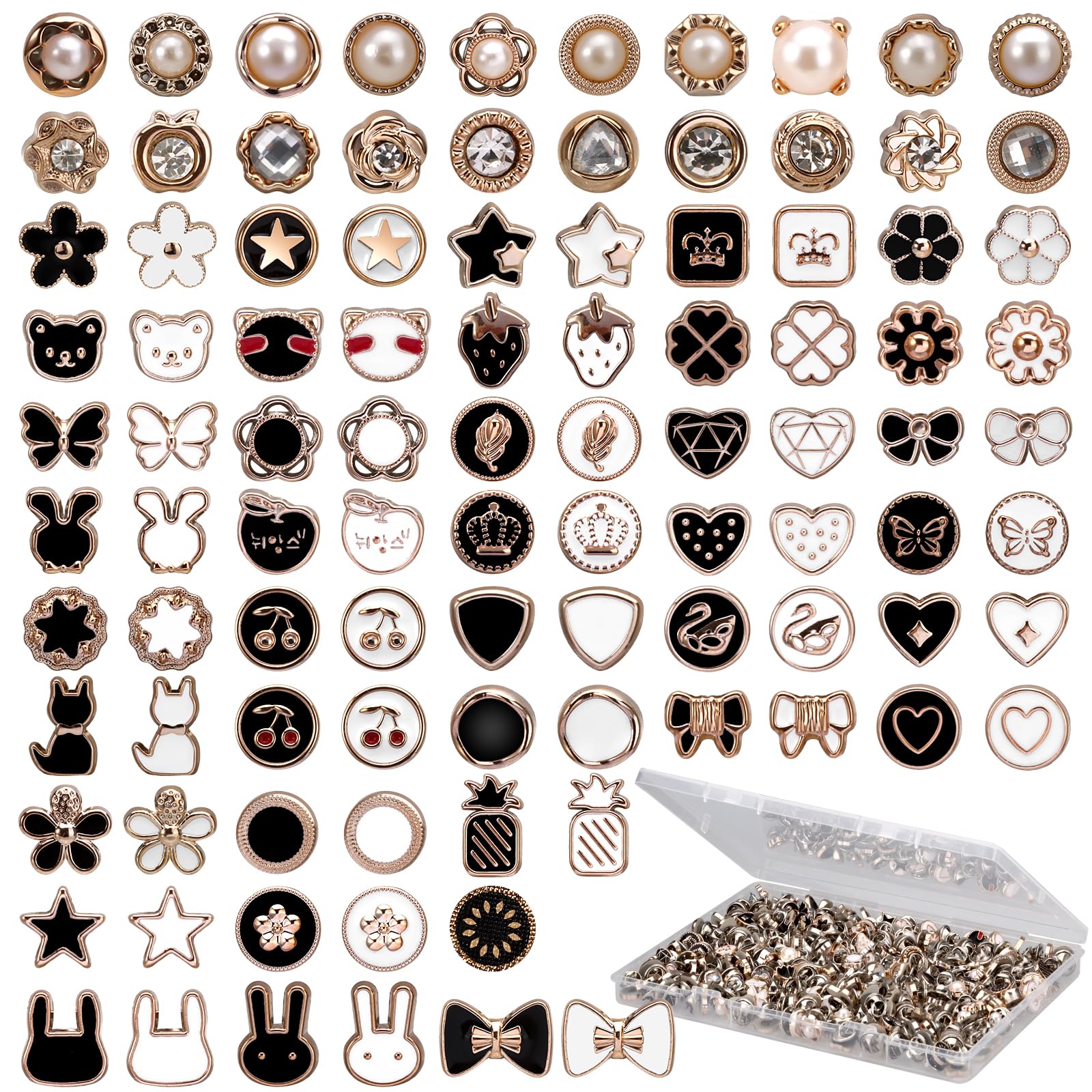 Amazon.com: 194pcs Pearl Brooch Buttons, No Sew Instant Removable ...