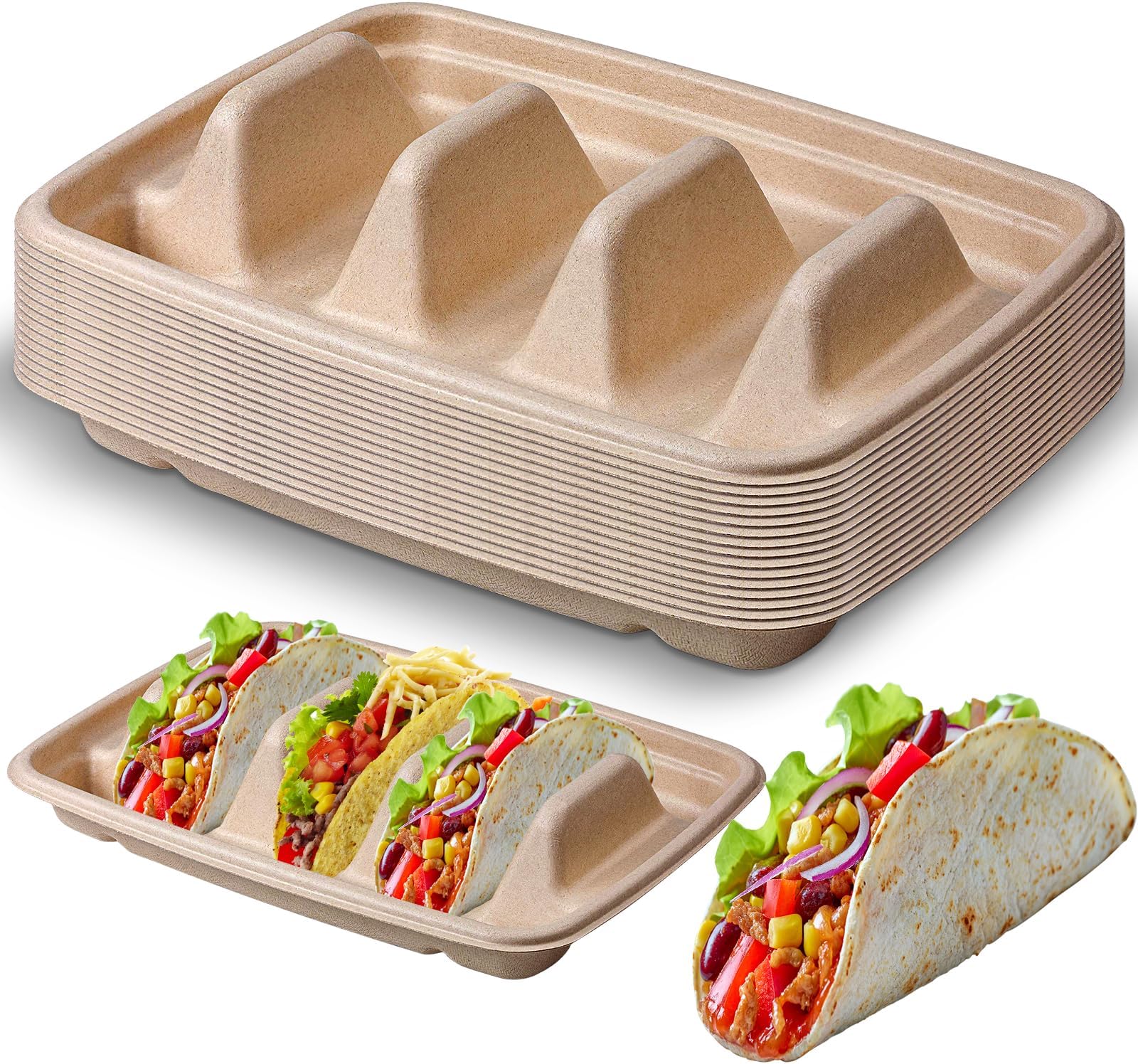Amazon.com: Disposable Taco Plates for 2 Tacos & 2 Sides – 25 PACK ...