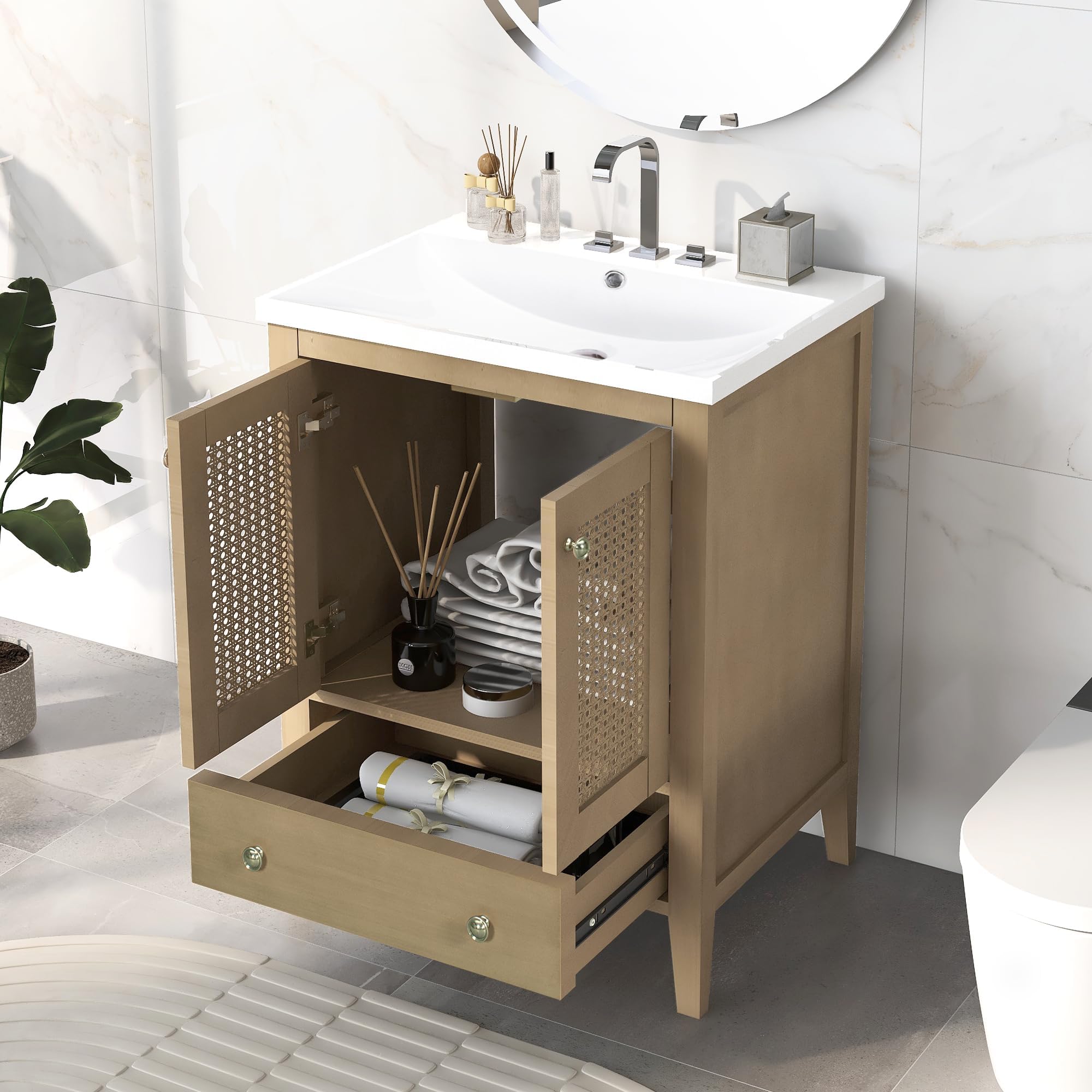 Amazon.com: Altair Design Bondi 24" Wood Vanity in Light Brown ...