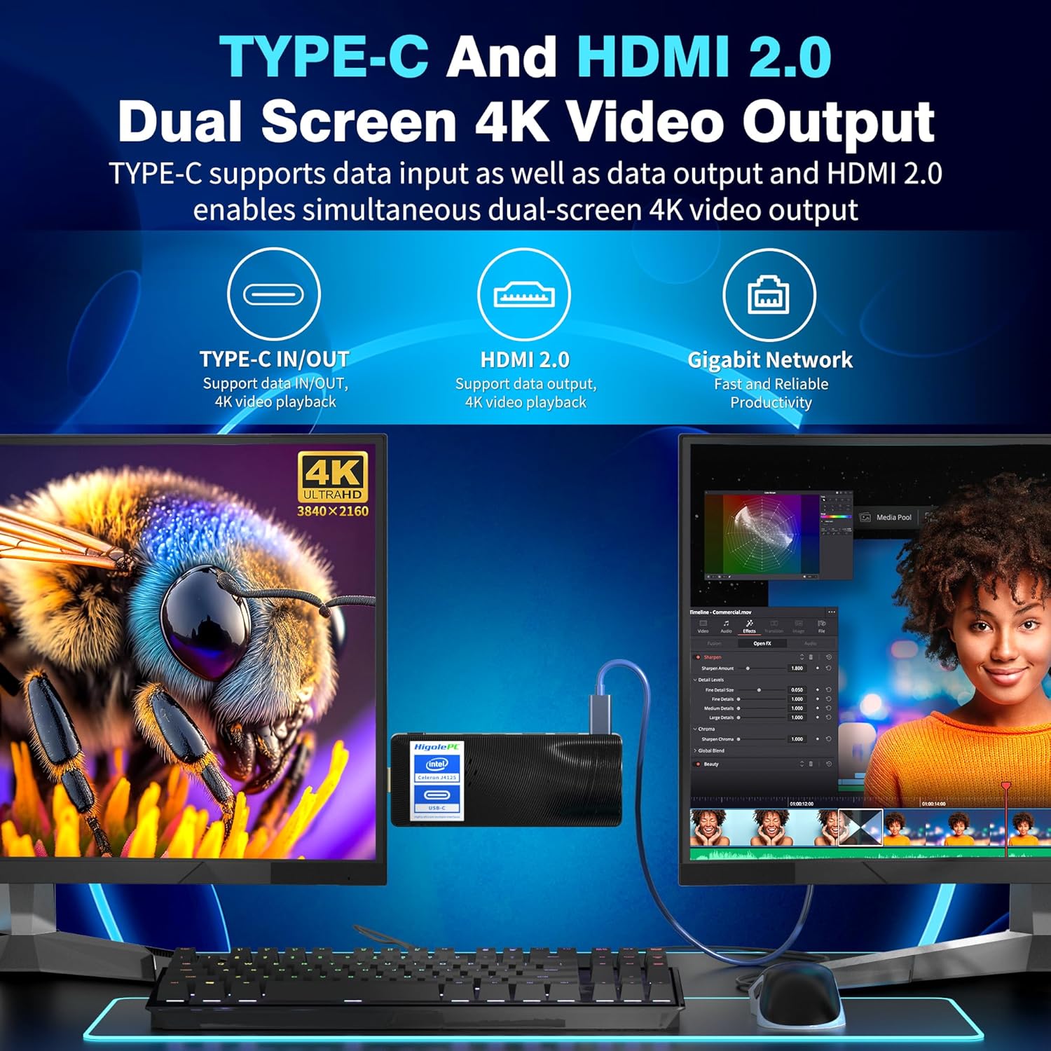 HIGOLEPC Mini PC Windows 11 Pro Intel Celeron N4000 4GB64GB in Nepal at ...