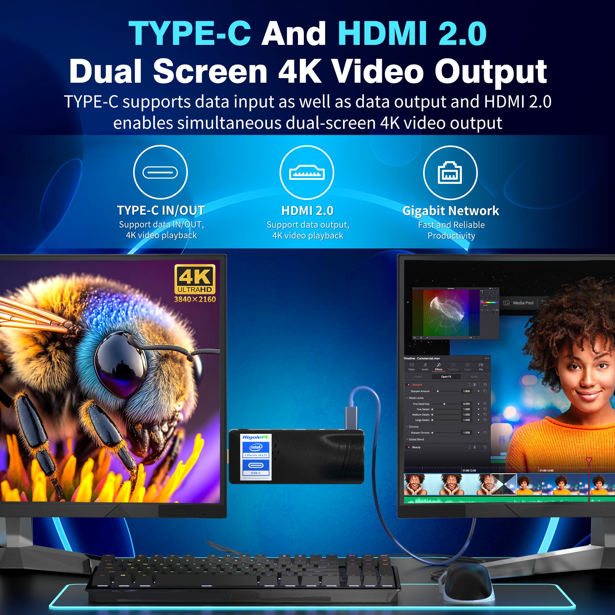 Snapklik.com : HIGOLEPC Mini PC Win 11 Pro Celeron J4125 8GB/128GB ...