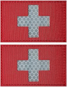 Amazon.com: ZESION 2Pcs Reflective Red Cross Medic Patches,Medical Red Cross Morale Hook and ...