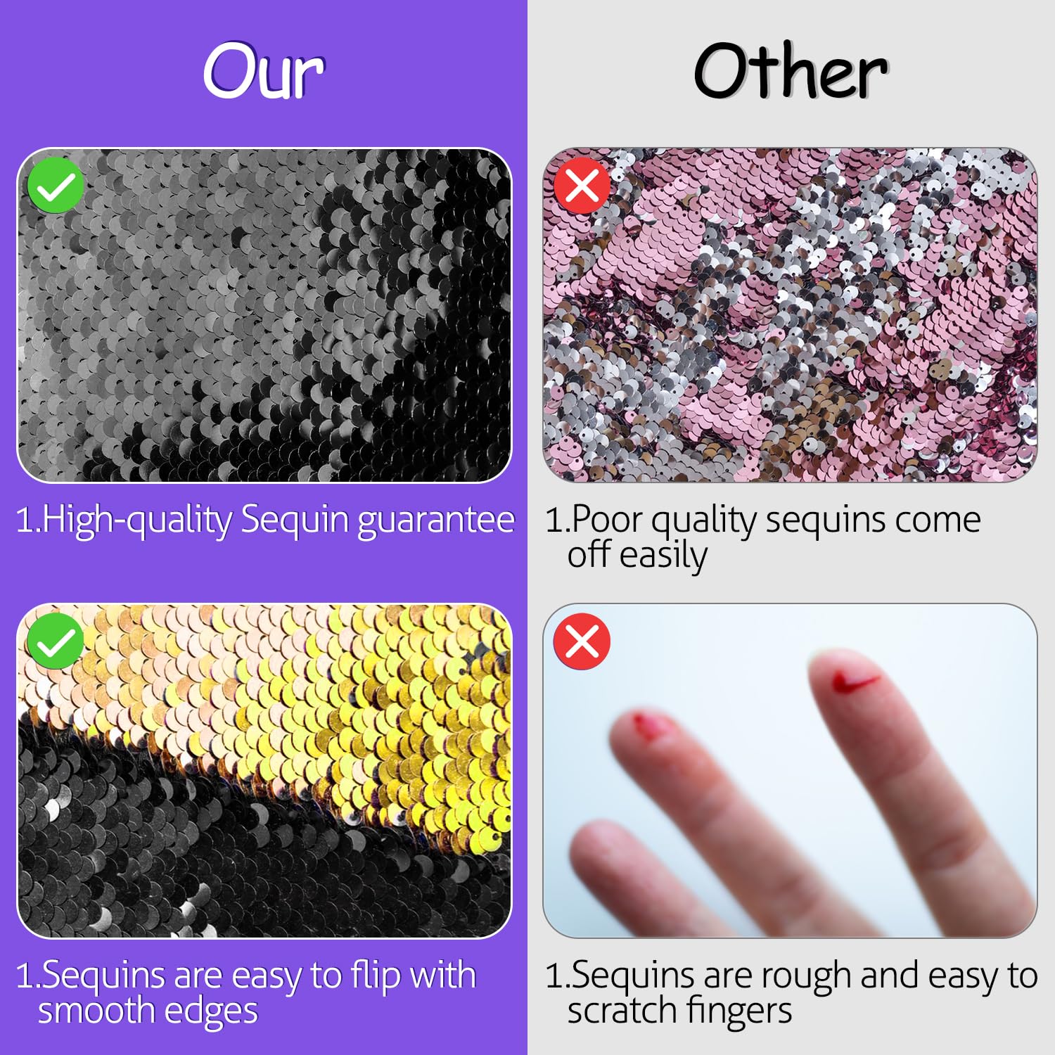 Snapklik.com : 2 Yards Sensory Wall Sequin Flip Fabric, Black To Gold ...