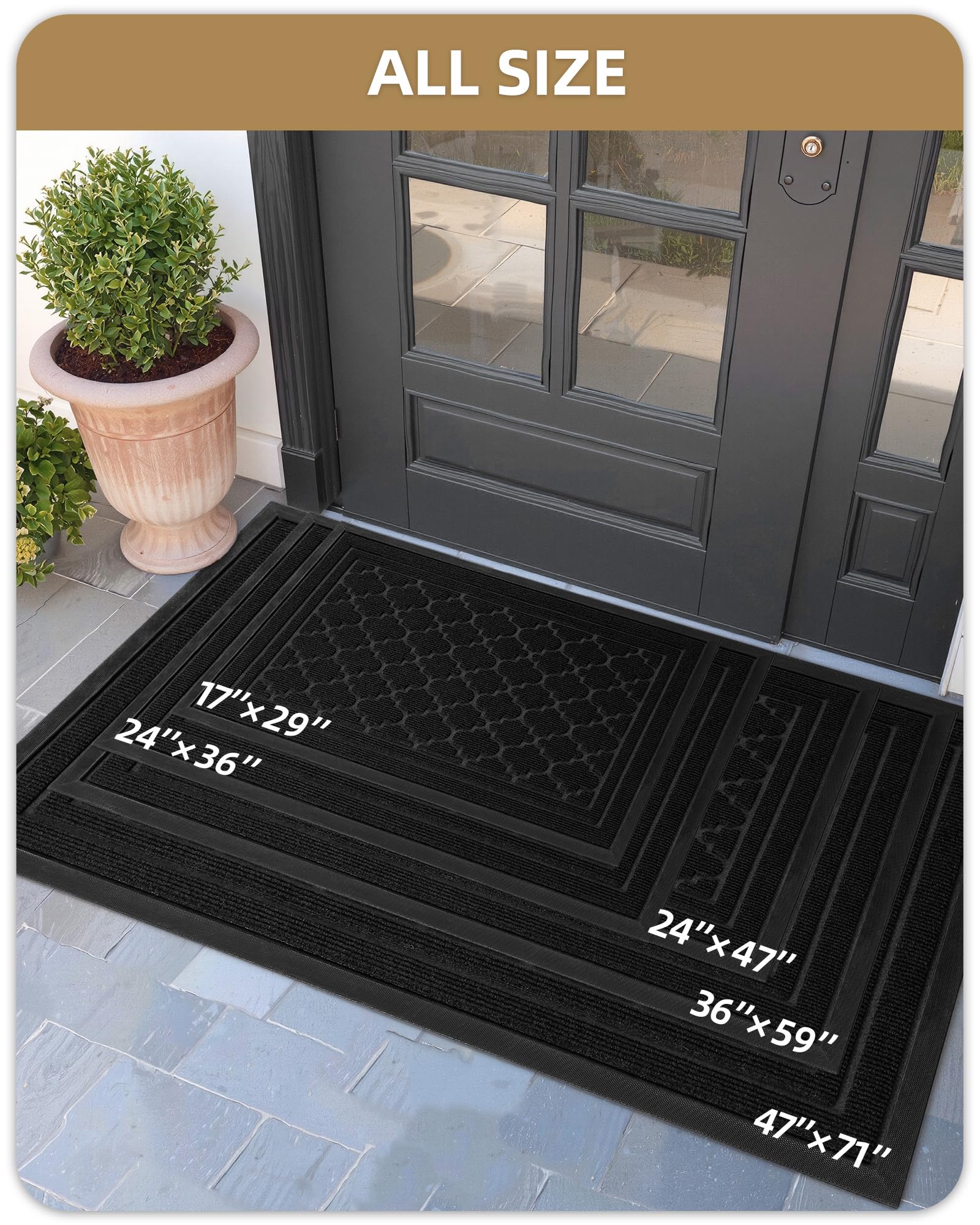 Jwgjw Large Outdoor Door Mats Rubber Front Entrance Color&Geometry