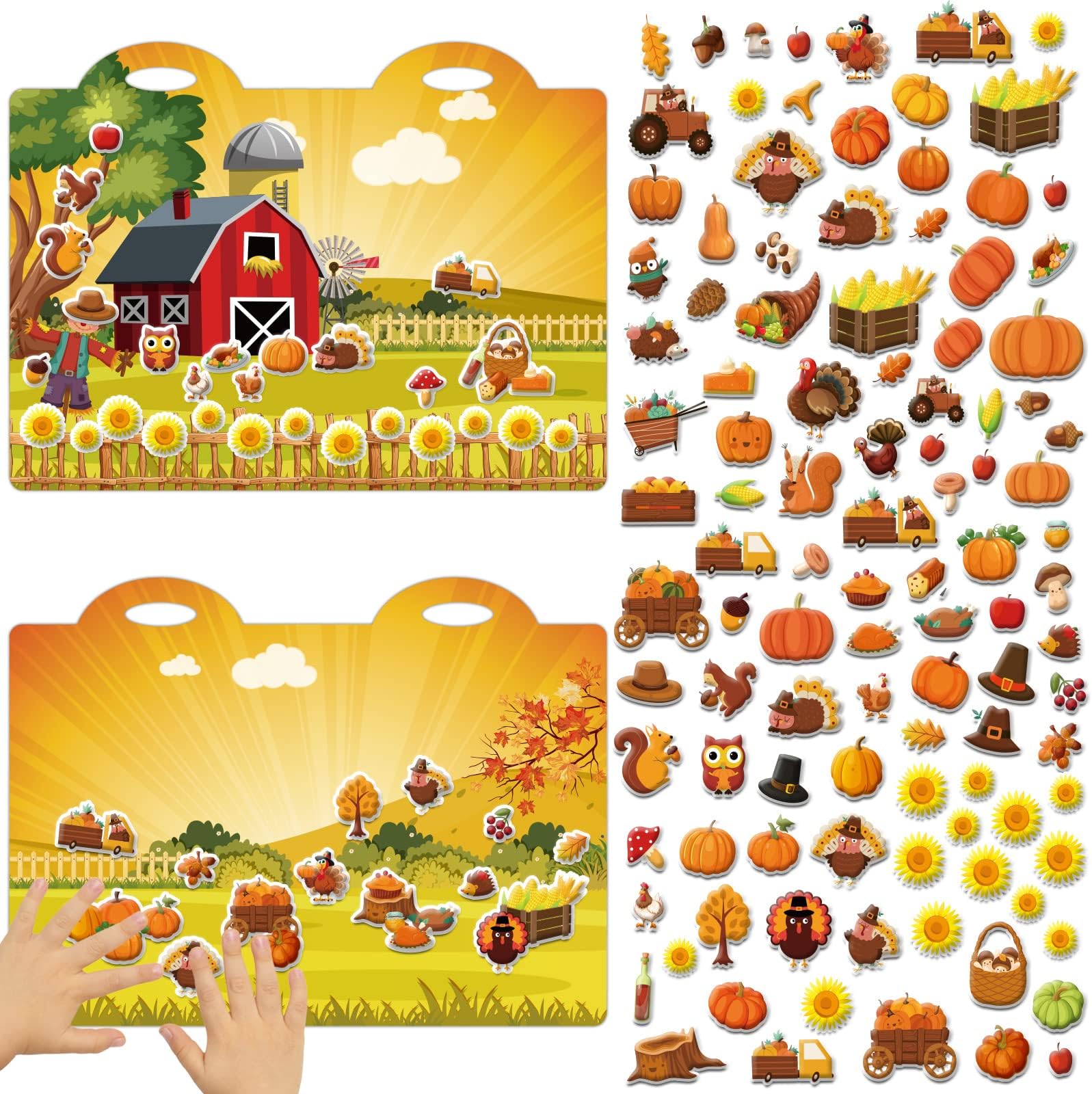 Amazon.com: Thanksgiving Puffy Sticker Scene for Kids Make a Scene Fall ...