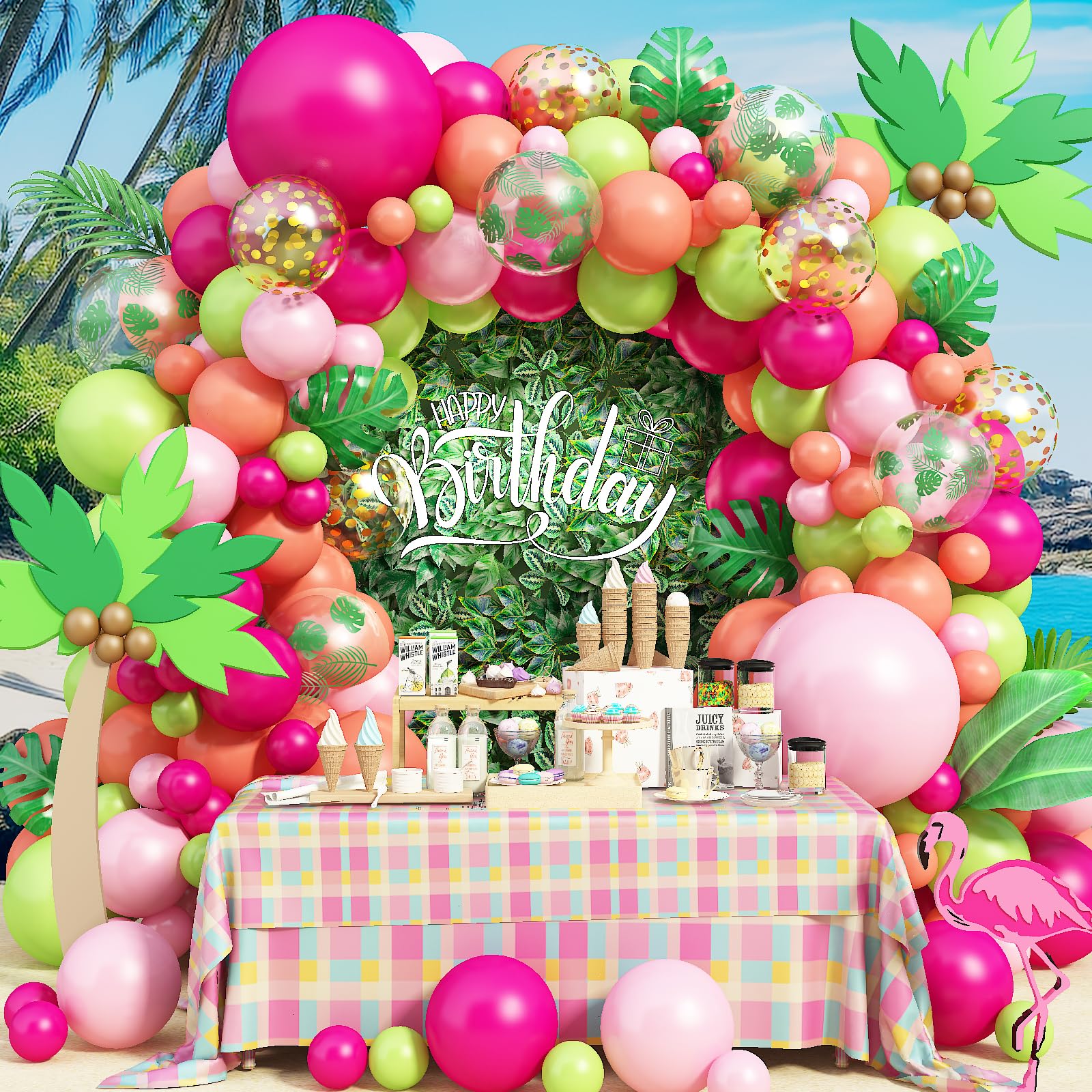 Amazon.com: Tropical Balloon Arch Garland Kit, Hawaiian Luau Party ...