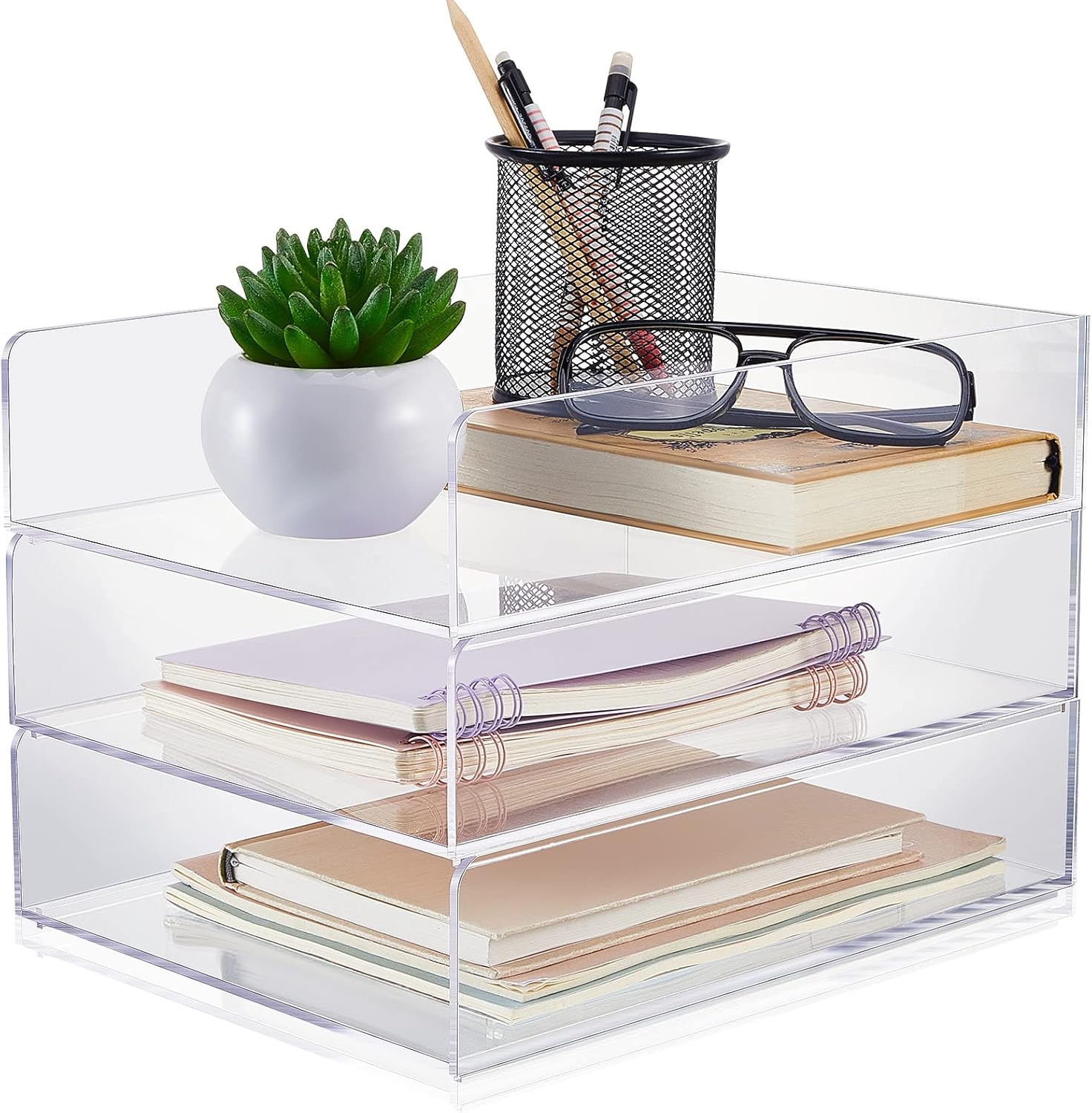 Amazon.com: Yulejo 3 Tier Acrylic Desk Organizers and Accessories, 12. ...