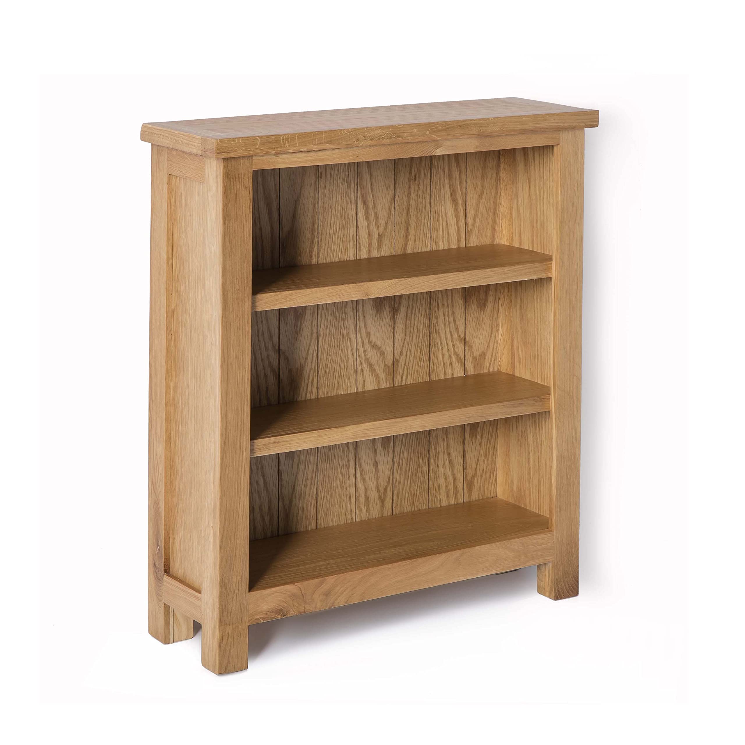 RoselandFurniture London Oak Low Bookcase Small Solid Wood Bookshelf ...