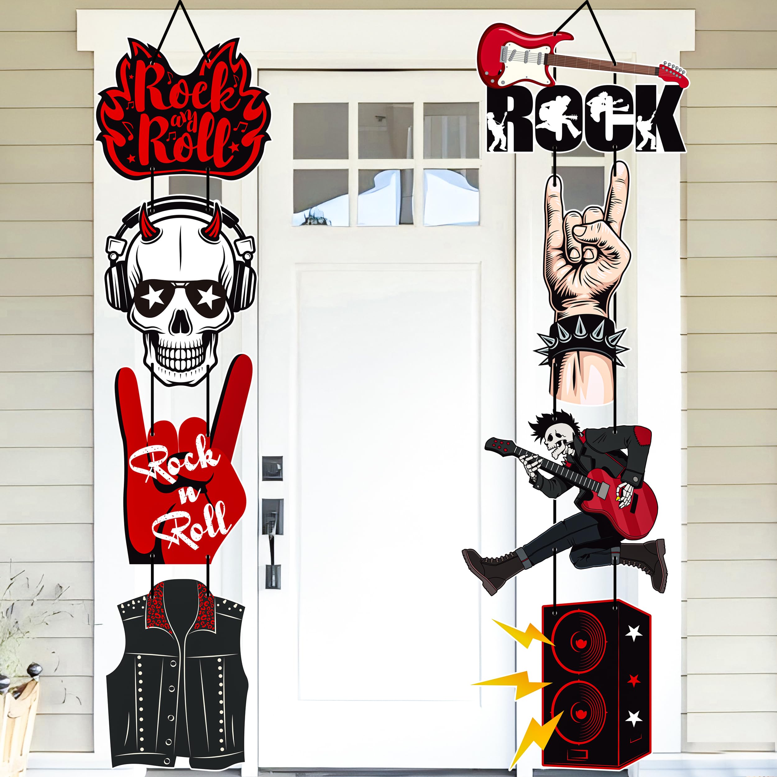 Amazon.com: Rock and Roll Party Door Signs Banner Rock and Roll ...