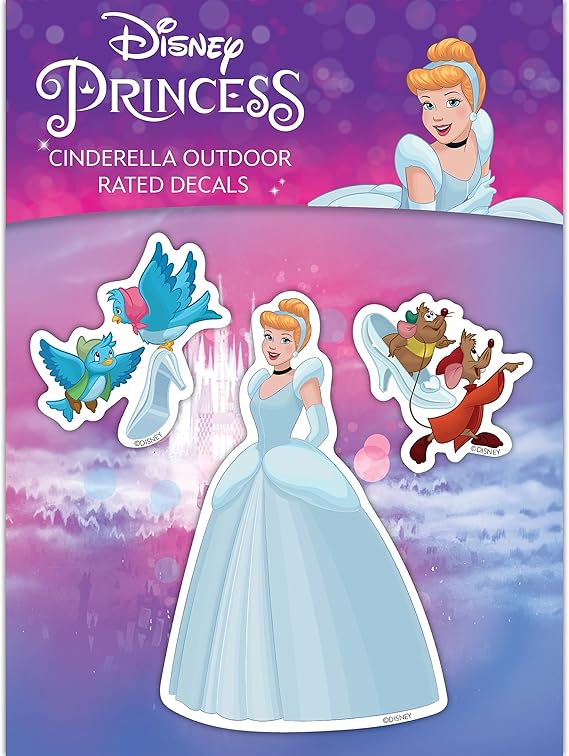 Amazon.com: Disney Princess Cinderella Decals - Set of 3 Vinyl Stickers ...