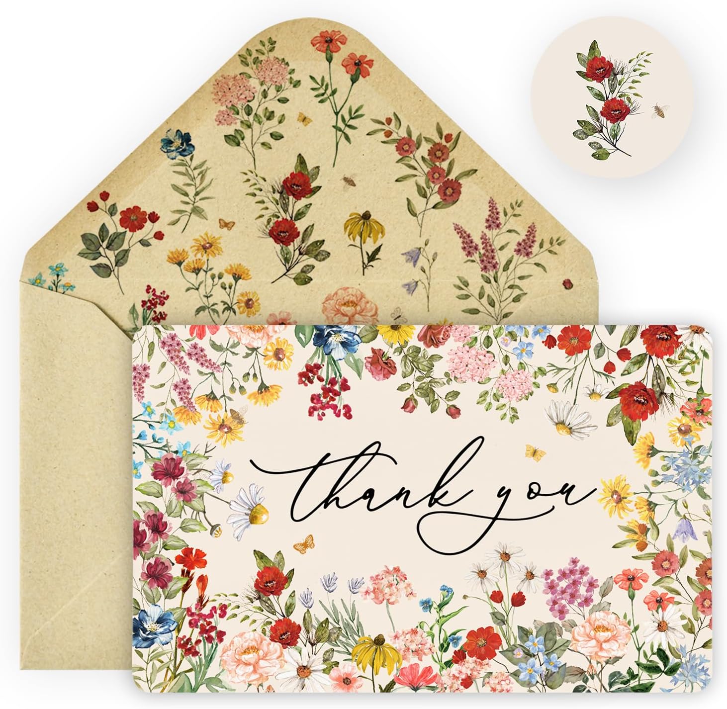 Amazon.com : Artoid Mode 36 Pack Lavender Daisy Spring Thank You Cards ...