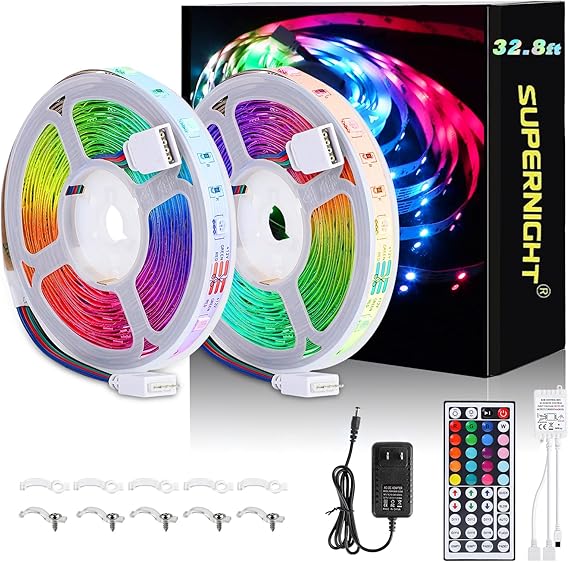 Amazon.com: SUPERNIGHT 32.8ft LED Strip Lights, 10M 5050 RGB Color ...
