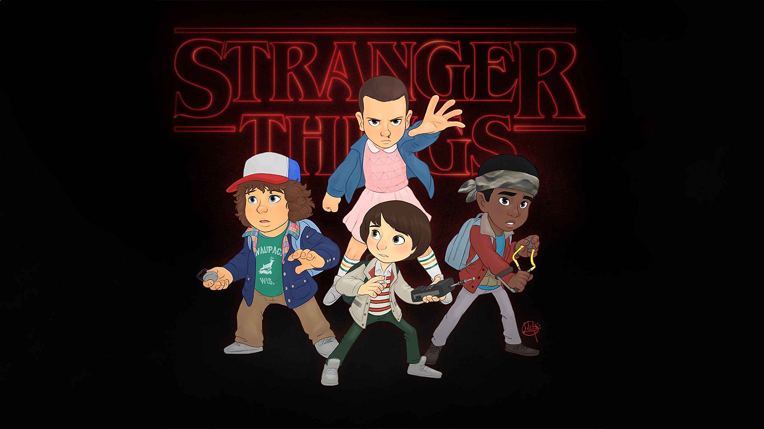 Stranger Things Season One Animated Main Cast Finn Wolfhard Millie ...