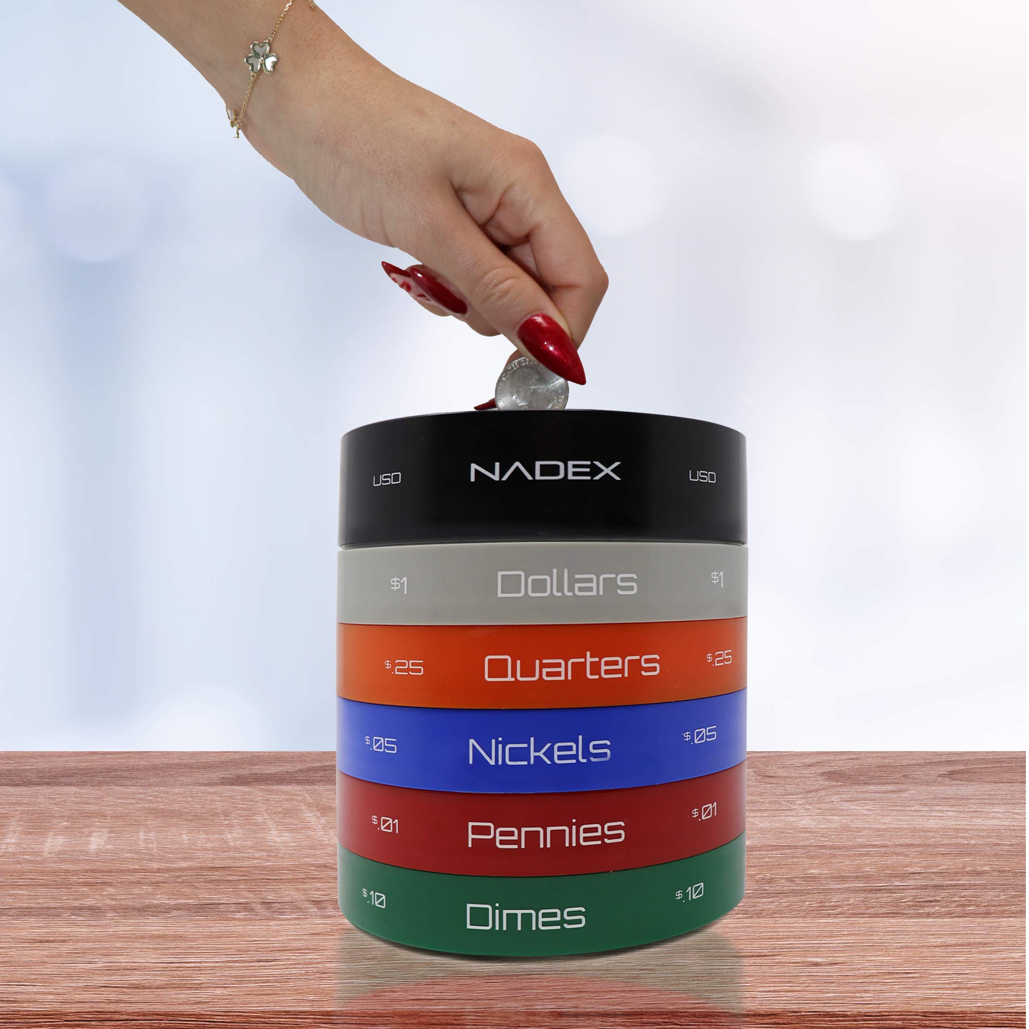 Nadex Twist & Shake Coin Sorting Jar | All in One Coin Sorter Tray and ...