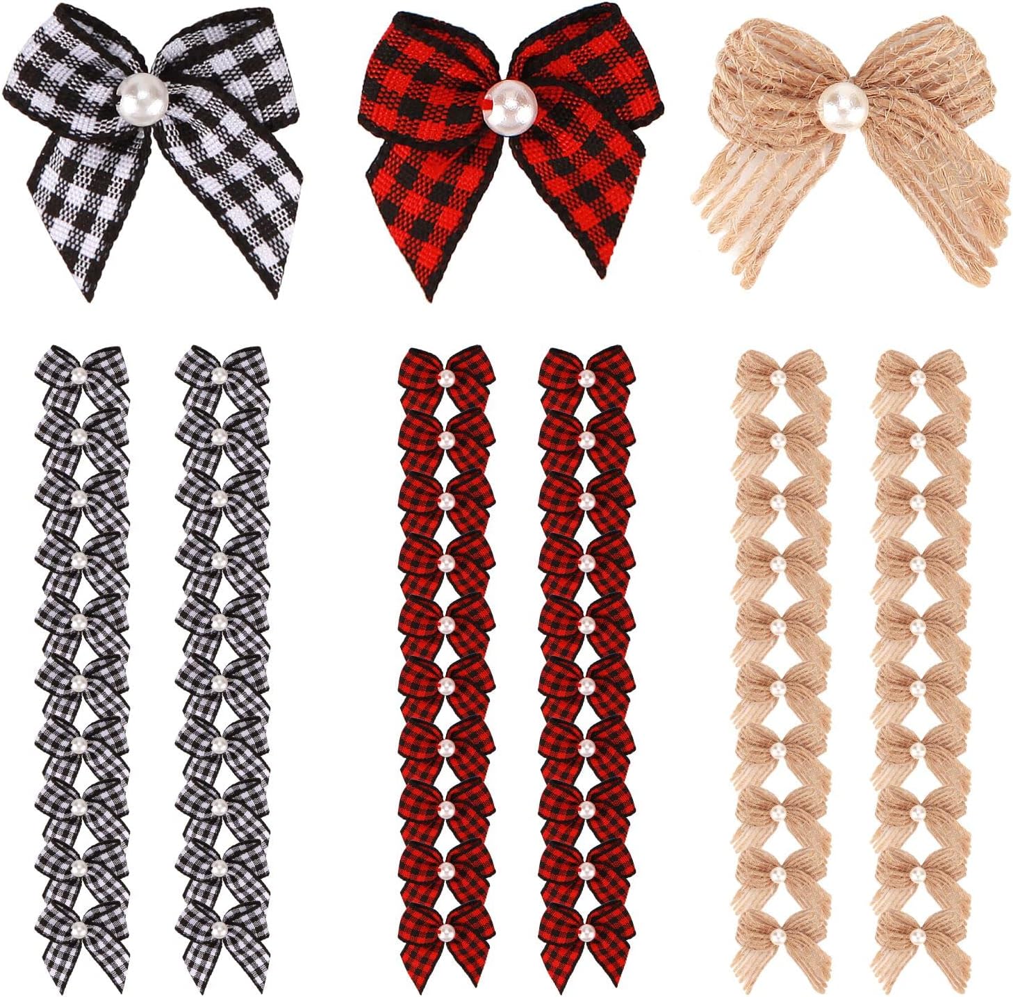 Amazon.com: VIVIQUEN 50pcs Mini Gingham Ribbon Bows Checkered Ribbon ...