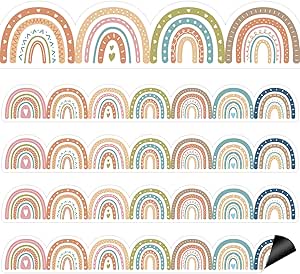 Amazon.com: Whaline 12Pcs Boho Rainbow Magnetic Bulletin Board Border ...