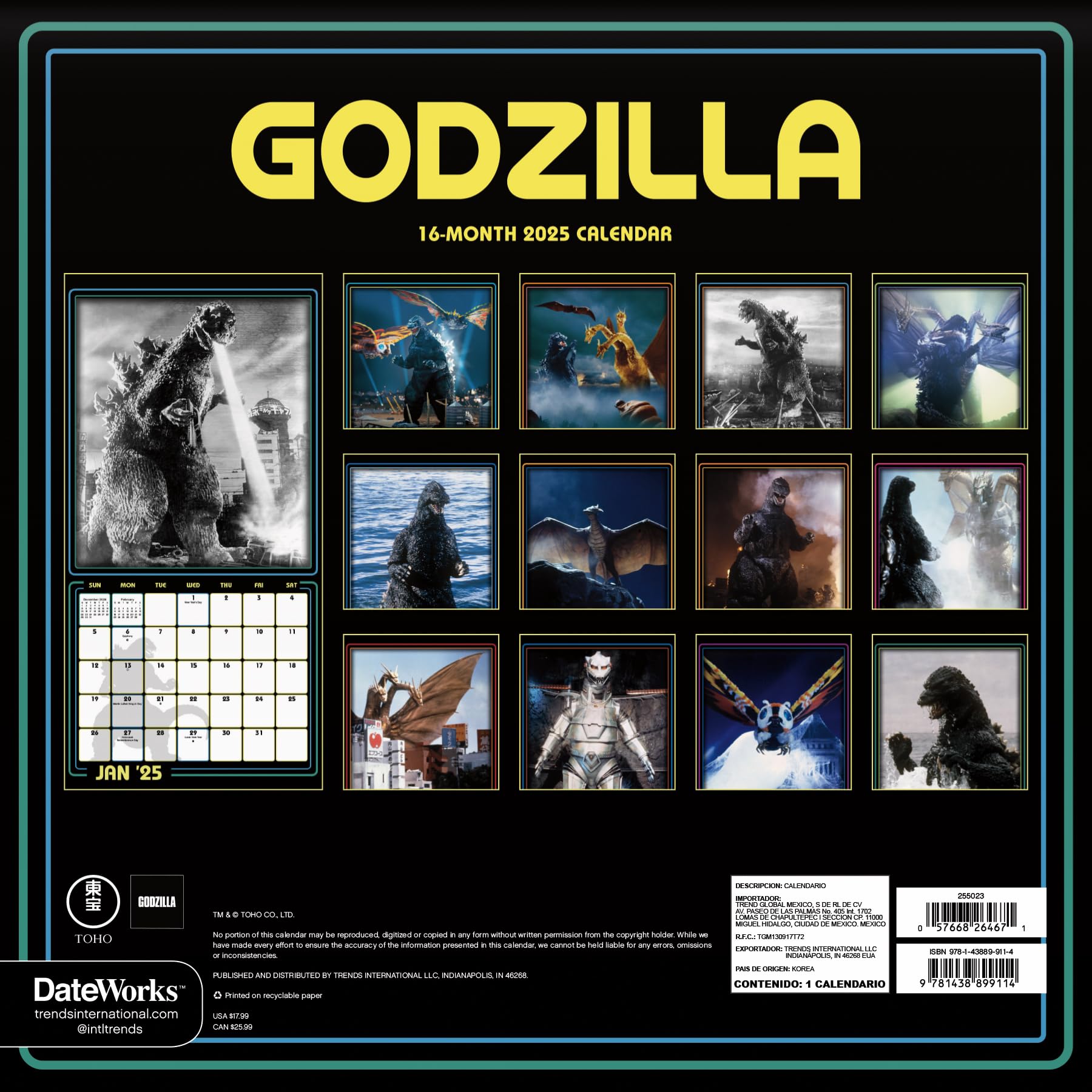 Snapklik.com : Godzilla Calendar 2025 - Deluxe 2025 Classic Japanese ...