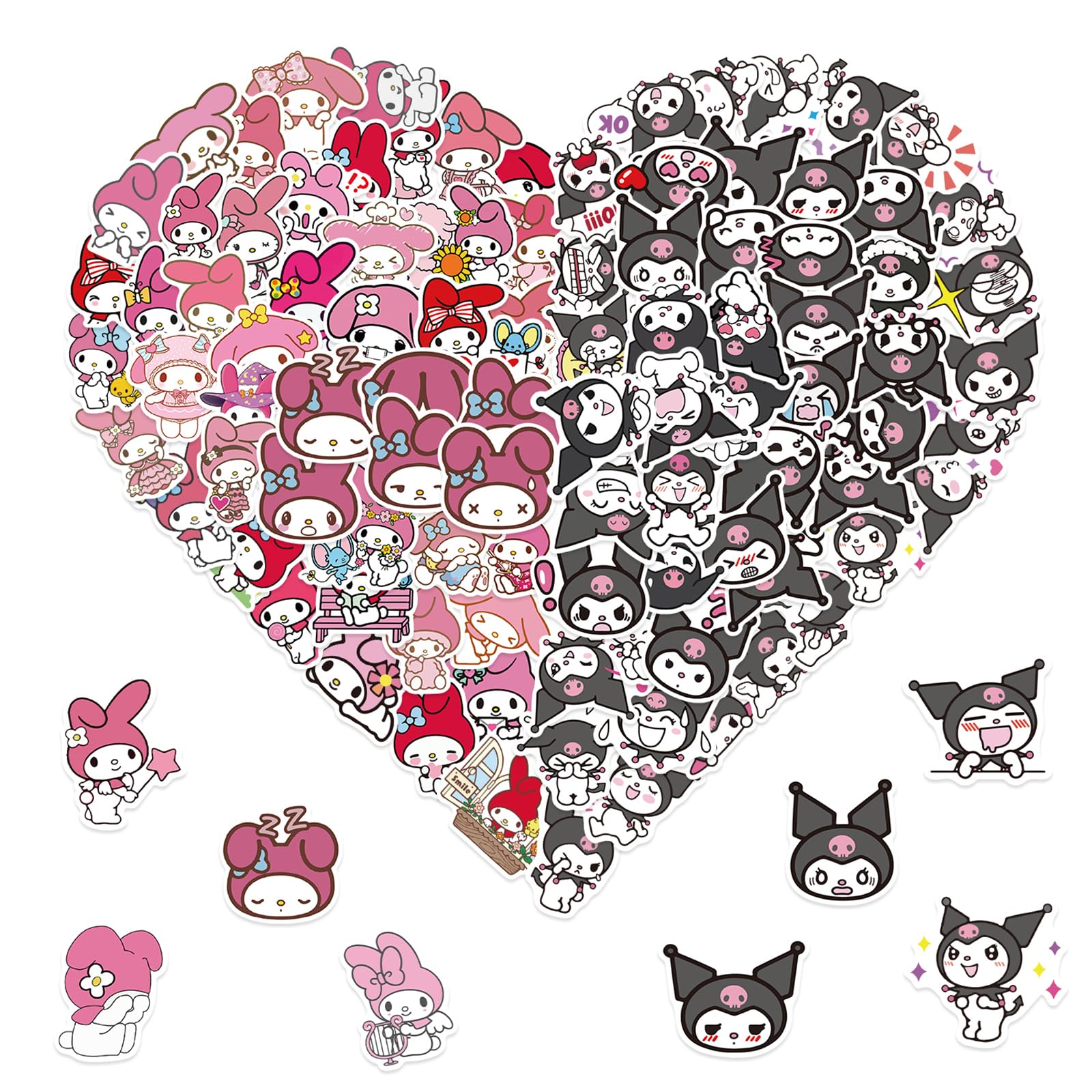 Amazon.com: 100Pcs My Melody and Kuromi Sticker for Kids,Cute Cartoon ...