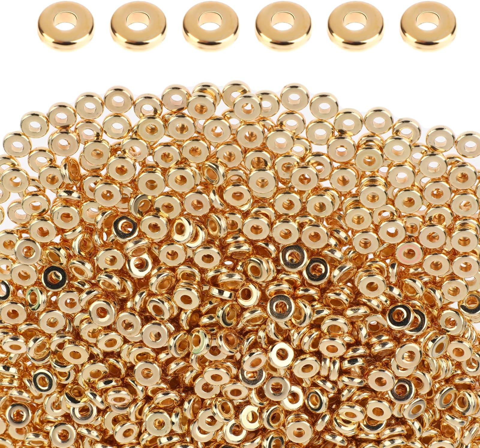 Amazon.com: 100pcs 8mm Flat Round Rondelle Spacer Beads Disc Spacers ...
