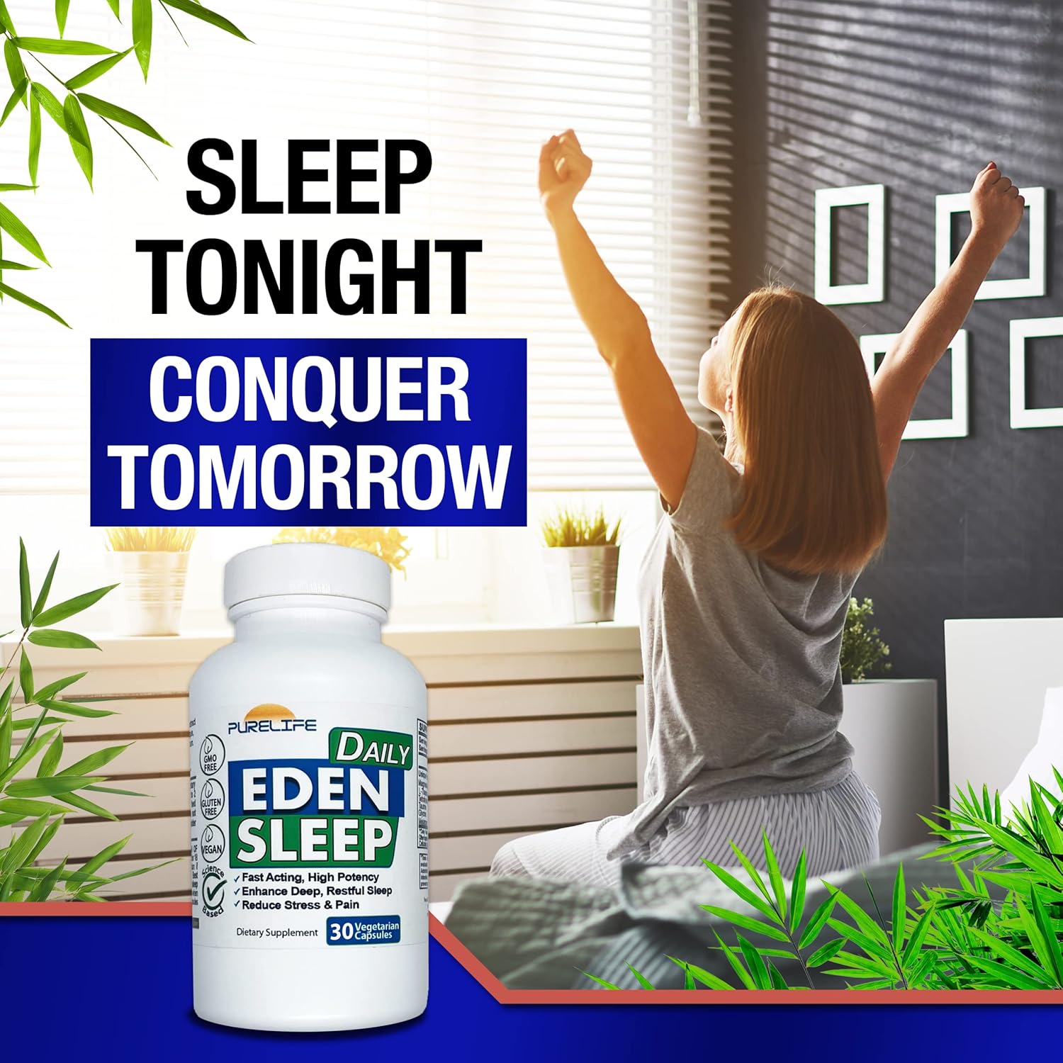Eden Daily Sleep Nueva fórmula libre de GABA Duerme más rápido, relaja tus músculos, promueve un ...