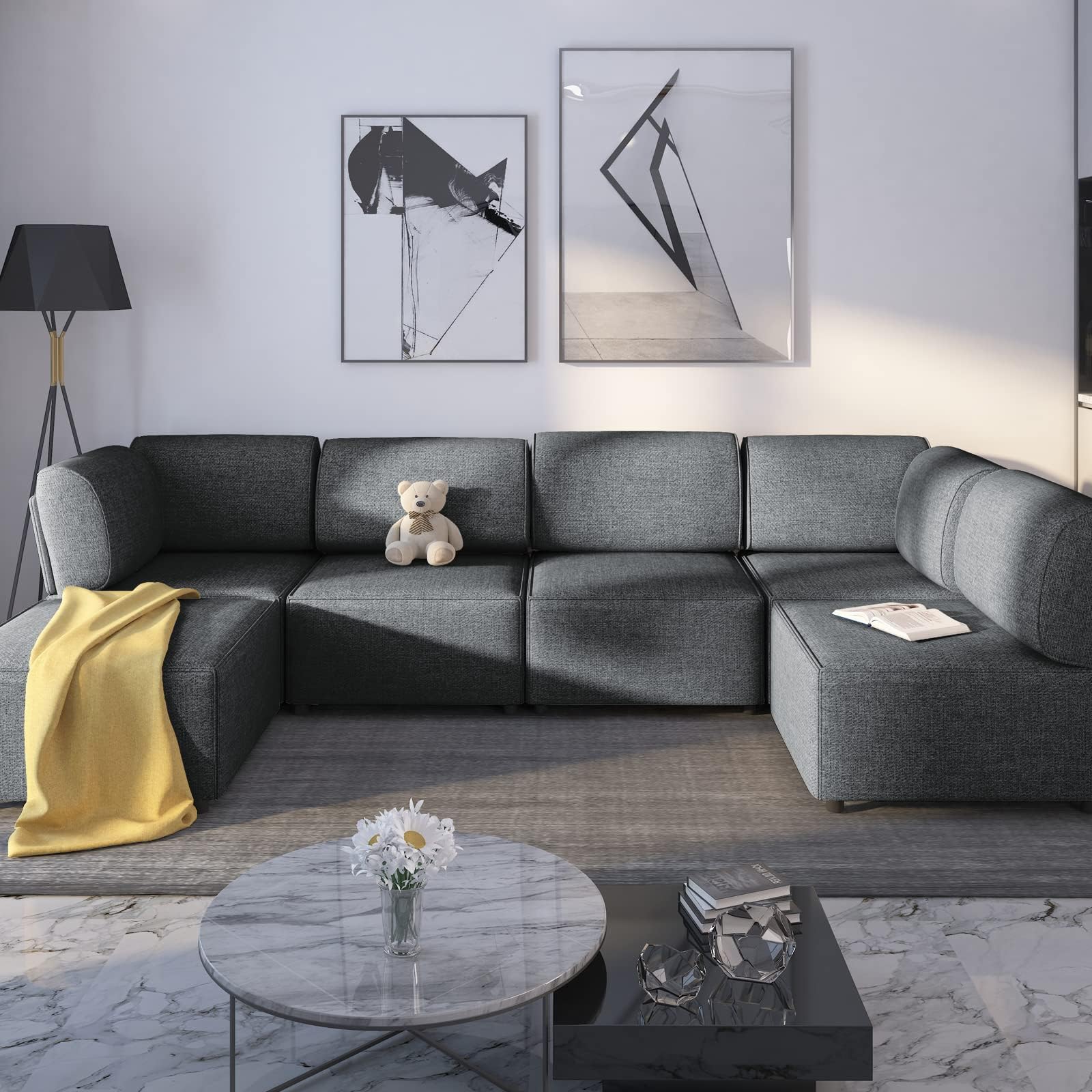 Amazon.com: Eafurn Down Filled Convertible Modular Sectional Sofa with ...
