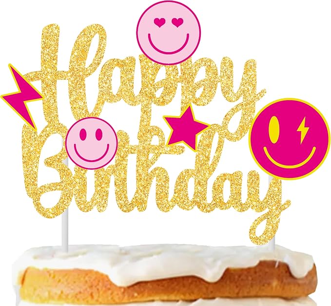 Amazon.com: Preppy Happy Birthday Cake Topper Preppy Smile Face ...
