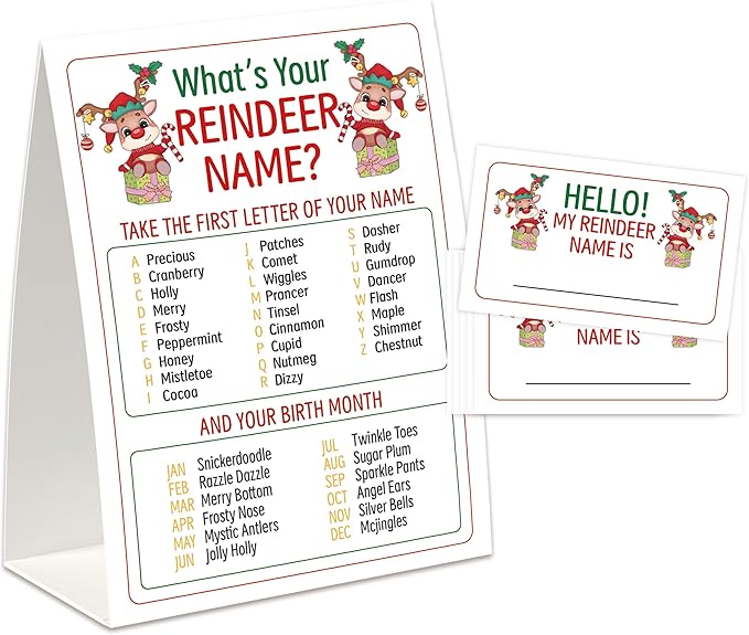 Amazon.com: UHADRE What is Your Reindeer Name Game, Christmas Party ...