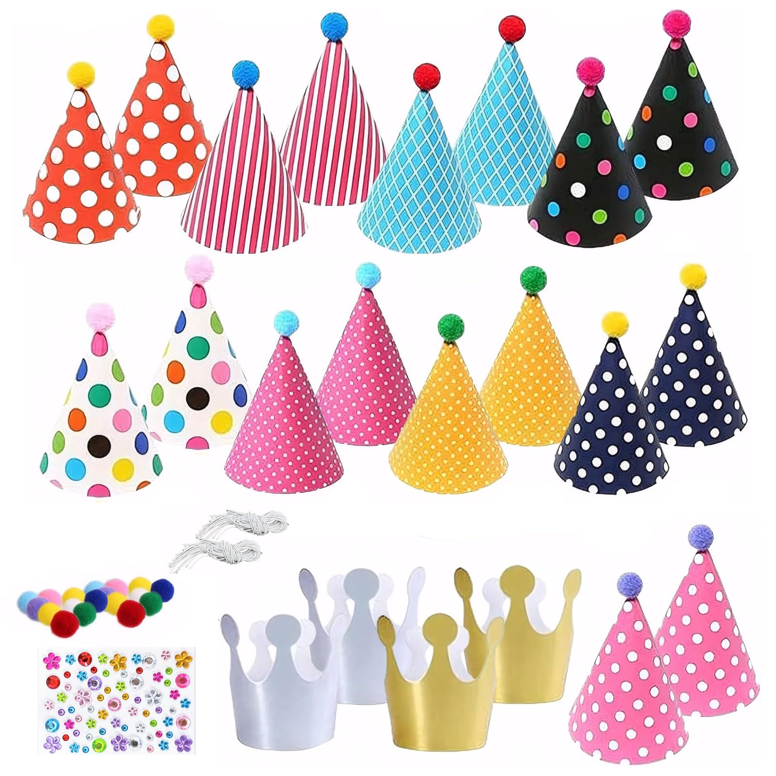 22PCS Party Hats,Party Hats for Kids,Party Hats for Adults,Birthday Hat ...