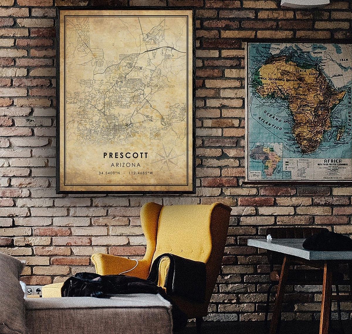 Prescott Vintage Map Print Prescott Map Arizona Map Art Prescott City ...