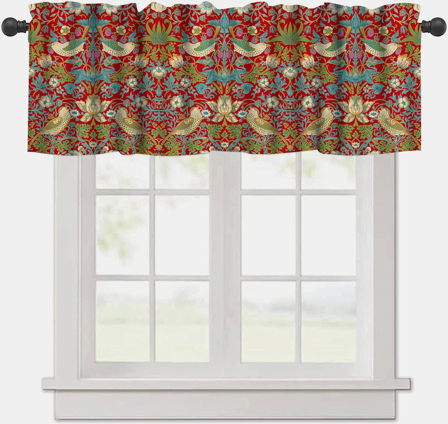 Amazon.com: Retro Floral Kitchen Valance, William Morris Art Floral ...