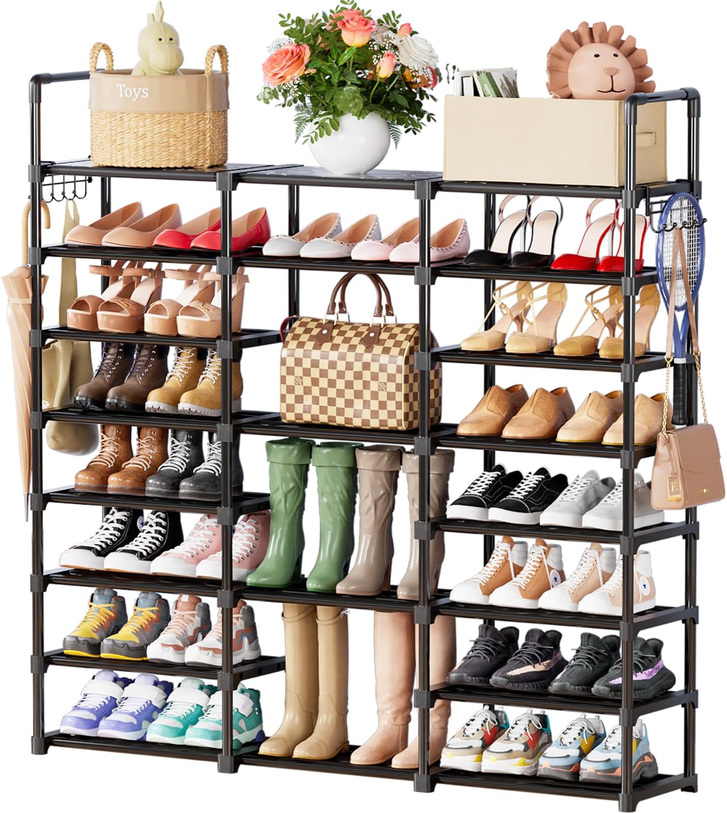 Amazon.com: Mavivegue 9 Tiers Shoe Rack Tall Shoe Organizer Shoe ...