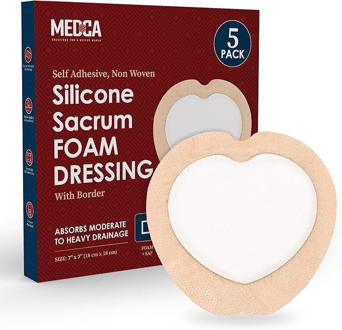 MEDca Silicone Sacrum Foam Dressing w/Adhesive Border 7"x7" Bandage ...