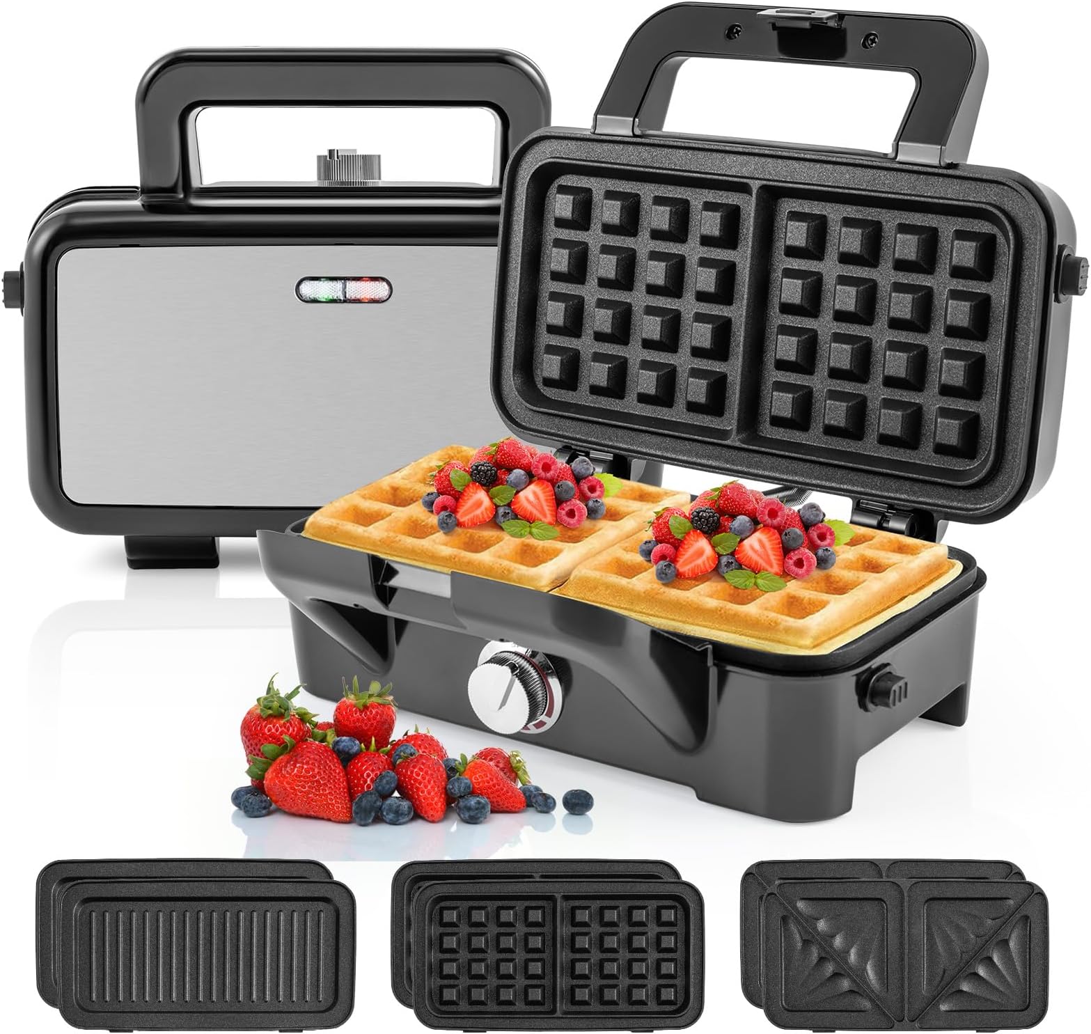 Amazon.com: COSTWAY 3-in-1 Sandwich Maker, 1200W Electric Waffle Maker ...