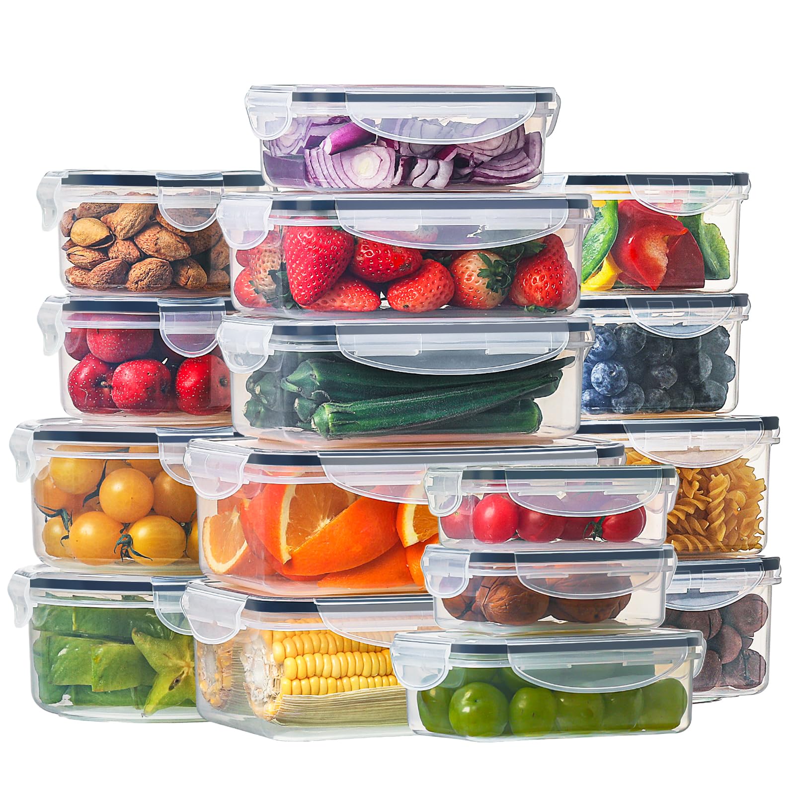 Amazon.com: HOMBERKING 32 Pieces Food Storage Containers Set with Snap ...