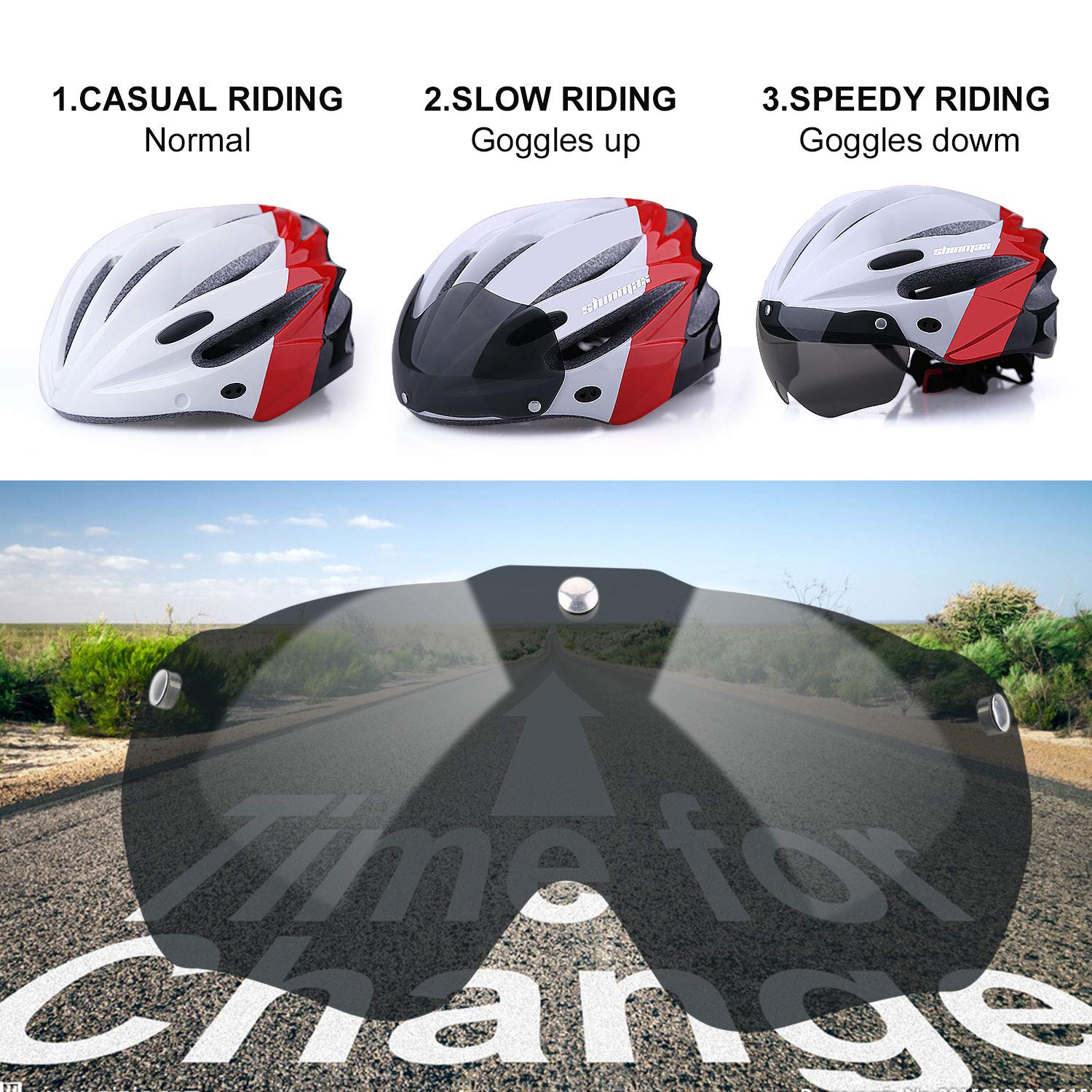 Shinmax Bike Helmet With LED Light Cycling Helmet with Rechargeable USB ...