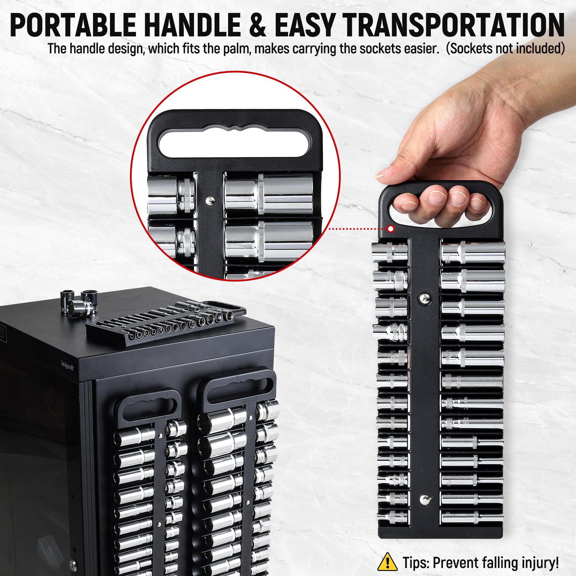 Snapklik.com : Reniteco Magnetic Socket Holder Set, Black Portable Magnetic Socket Organizer ...