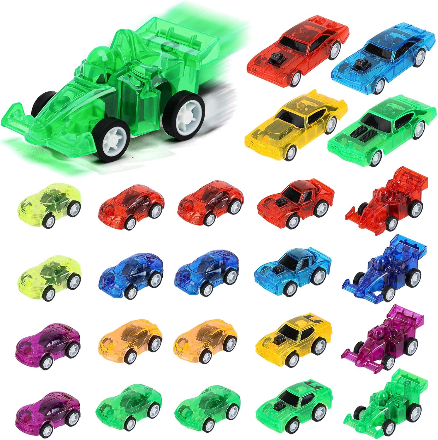 Amazon.com: 3 otters 24PCS Mini Toy Cars, Toddler Pull Back Car ...