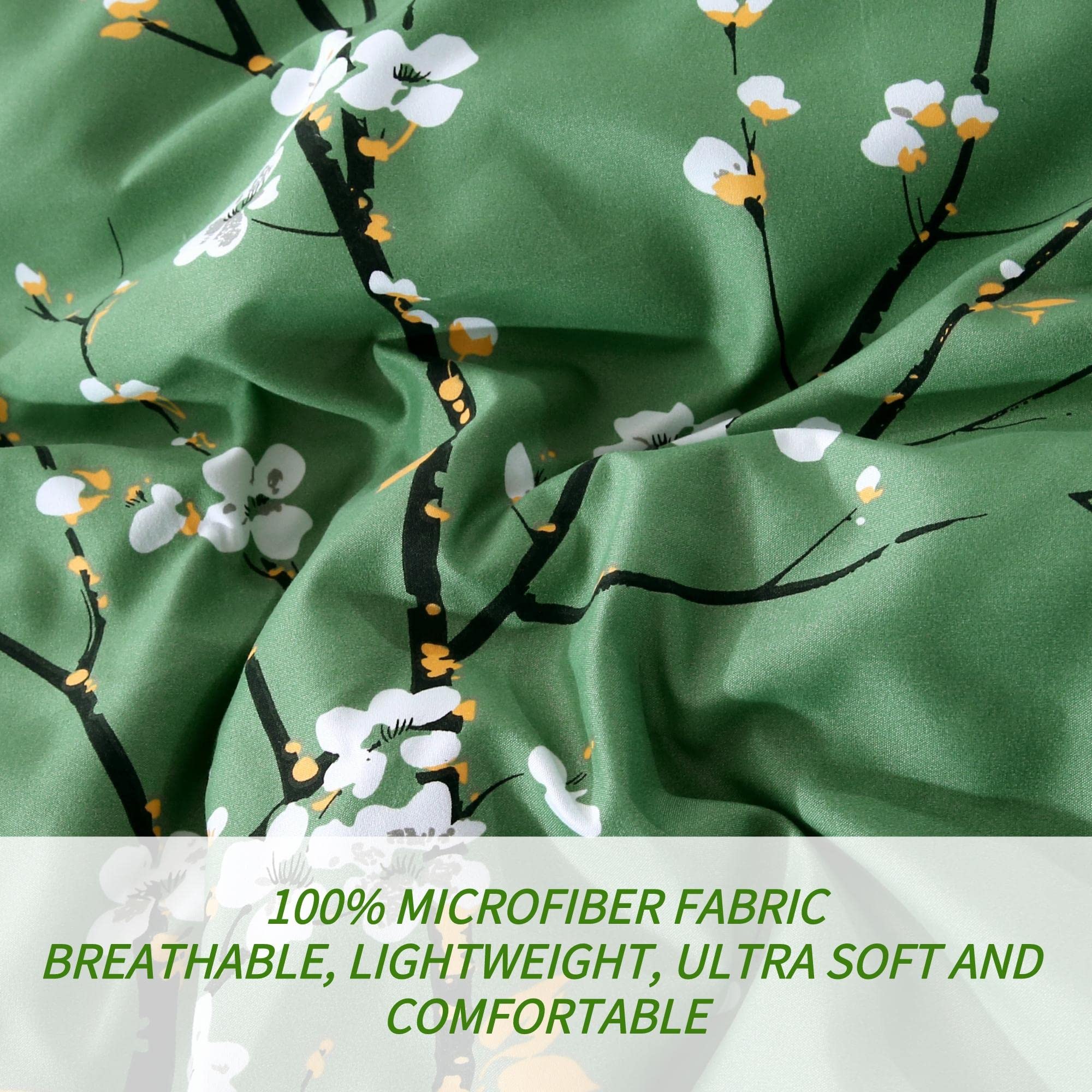 RYNGHIPY Twin Bedding Set for Girls Green Tree Branches Print Comforter ...