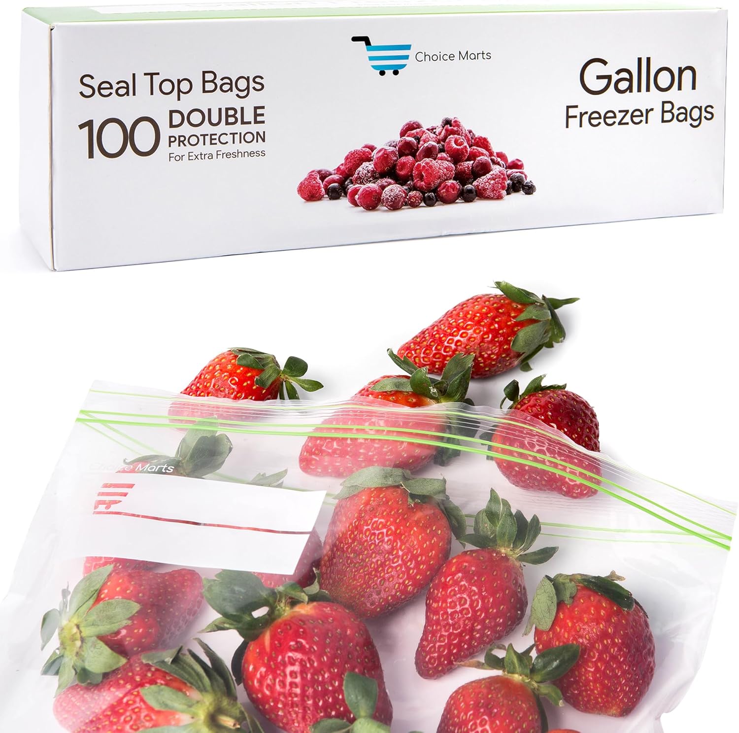 Amazon.com: Freezer Bags 1 Gallon Resealable 100 count Extra Strong and ...