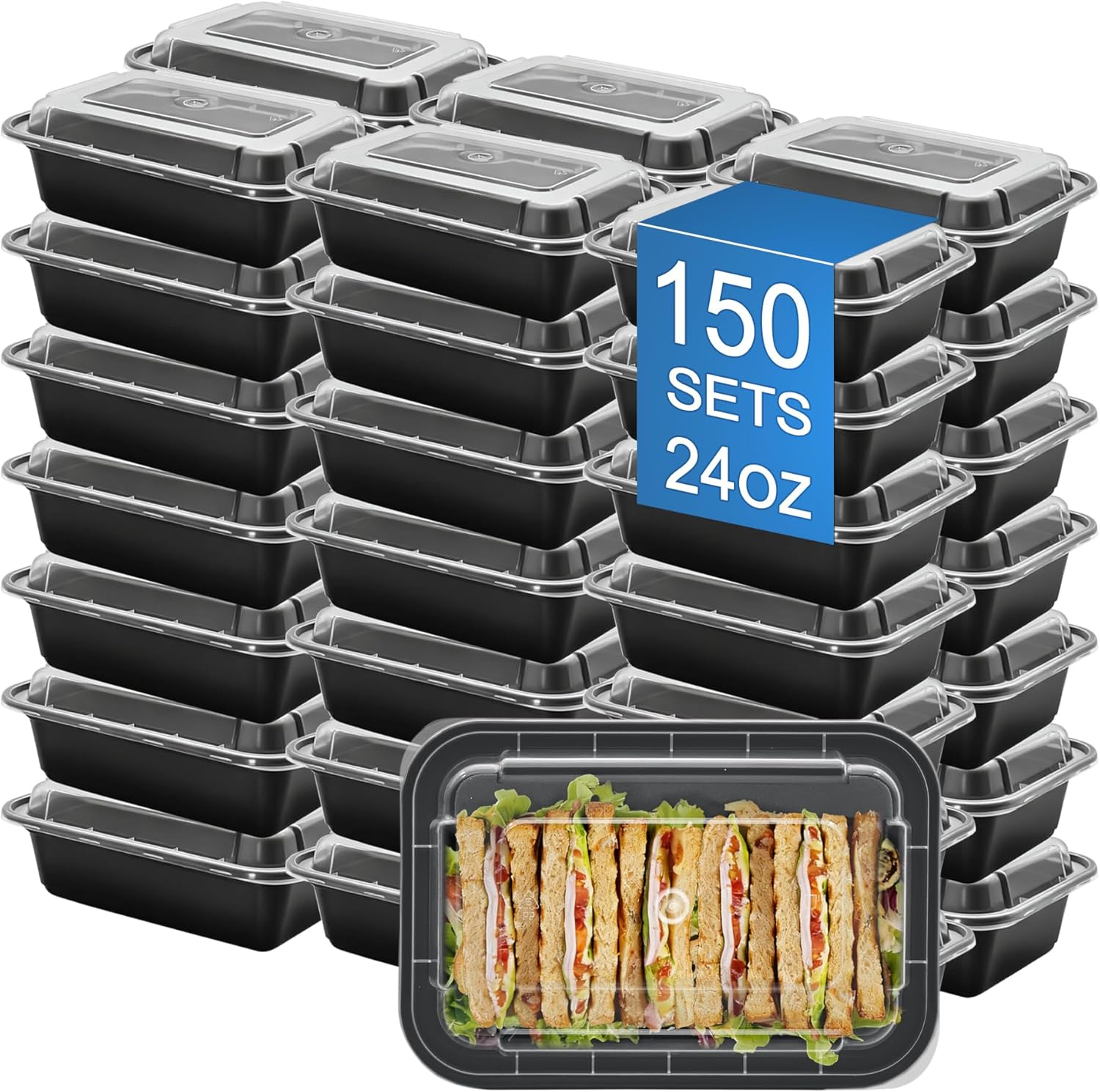 Amazon.com: APSIC Meal Prep Containers, 150 Sets 24oz Heavy Duty Take ...