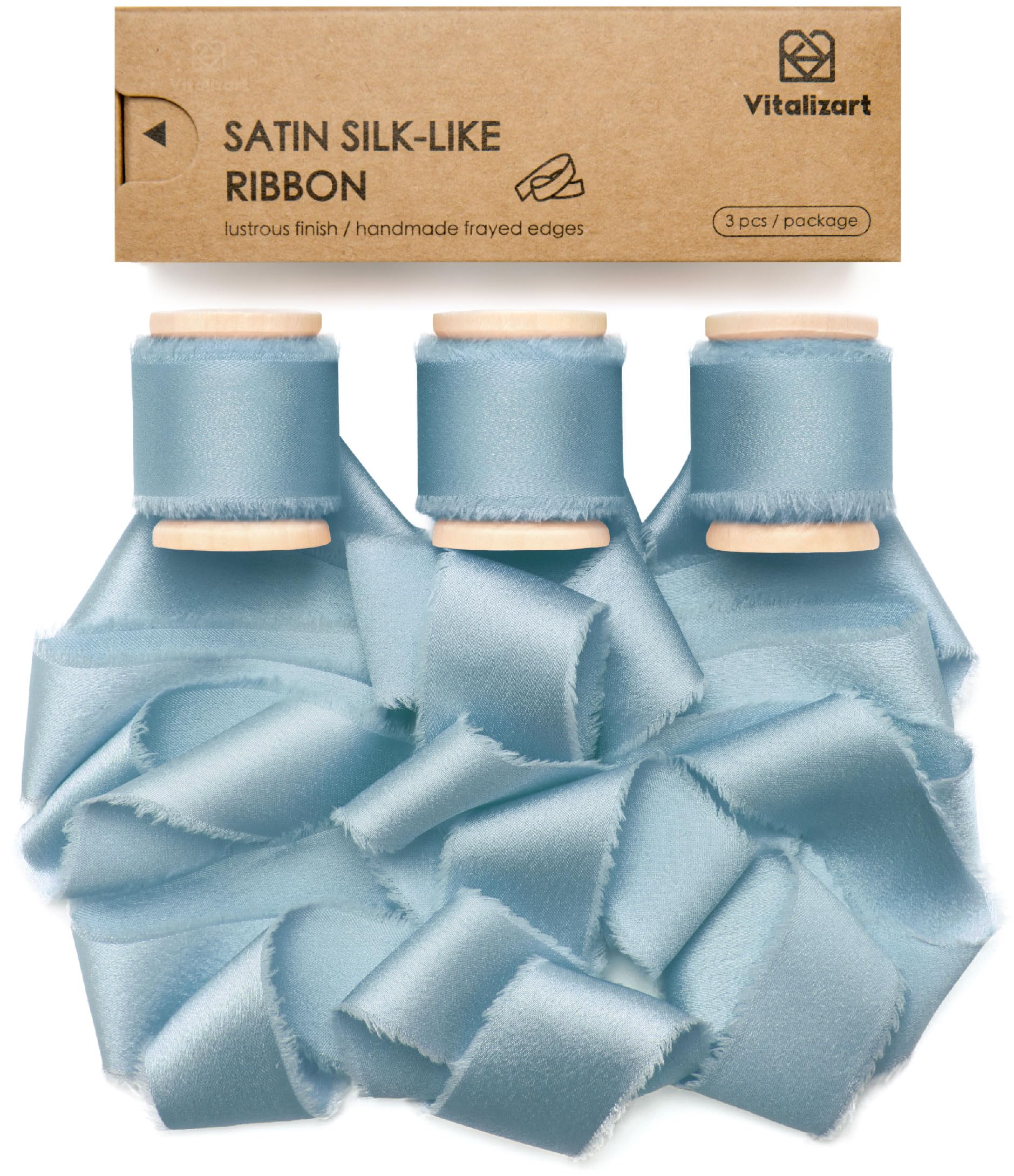 Snapklik.com : Blue Ribbon 1 Inch Silk Satin Ribbon 15 Yard Dusty Blue ...