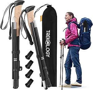 TREKOLOGY Trekking Poles – Adjustable, Collapsible Hiking,Walking ...