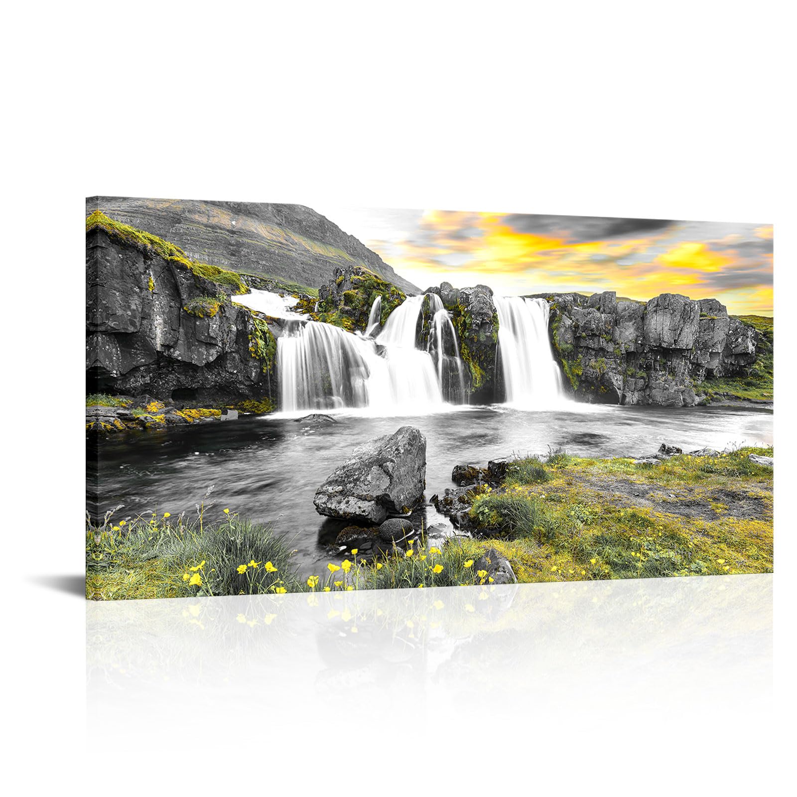 Amazon.com: RnnJoile Waterfall Canvas Wall Art Mountain Waterfall ...