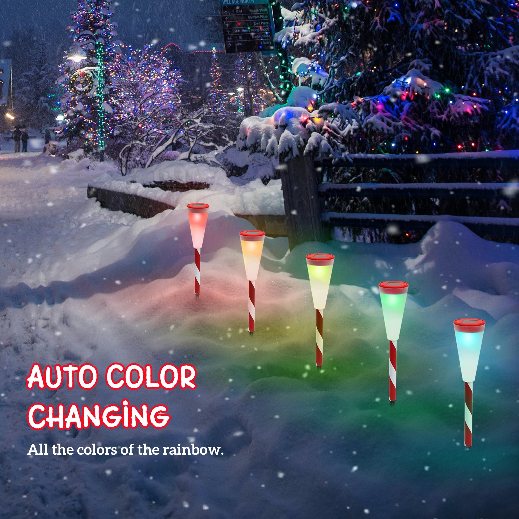 Color Changing Led Christmas Pathway Lights LUMABASE 2.5 In. Round