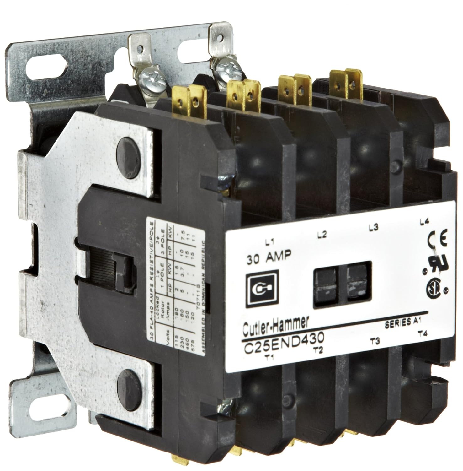 Eaton C25END430T Definite Purpose Contactor, 50mm, 4 Poles, Screw ...