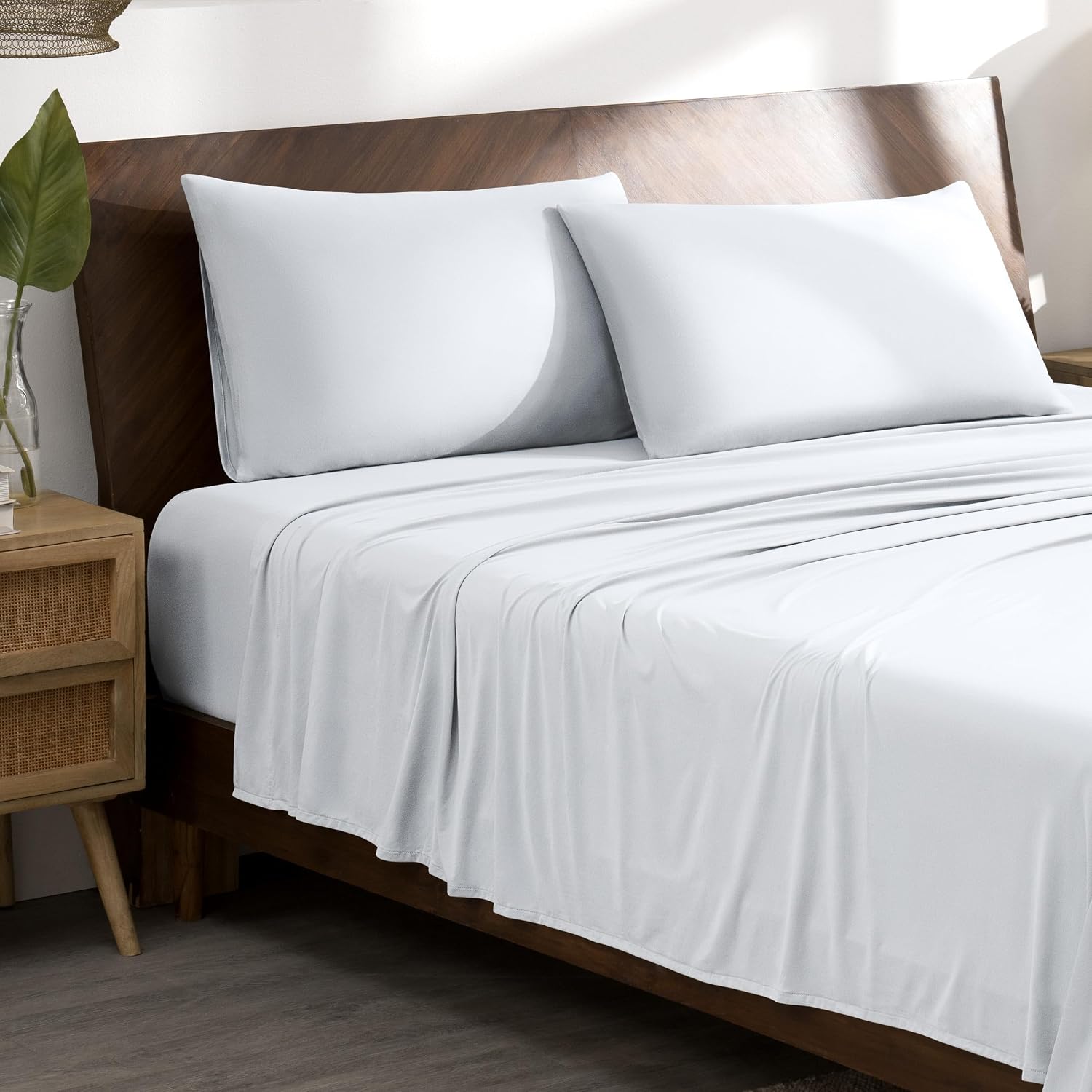 Amazon.com: Bare Home Cooling Performance Jersey Knit Stretch Sheet Set ...