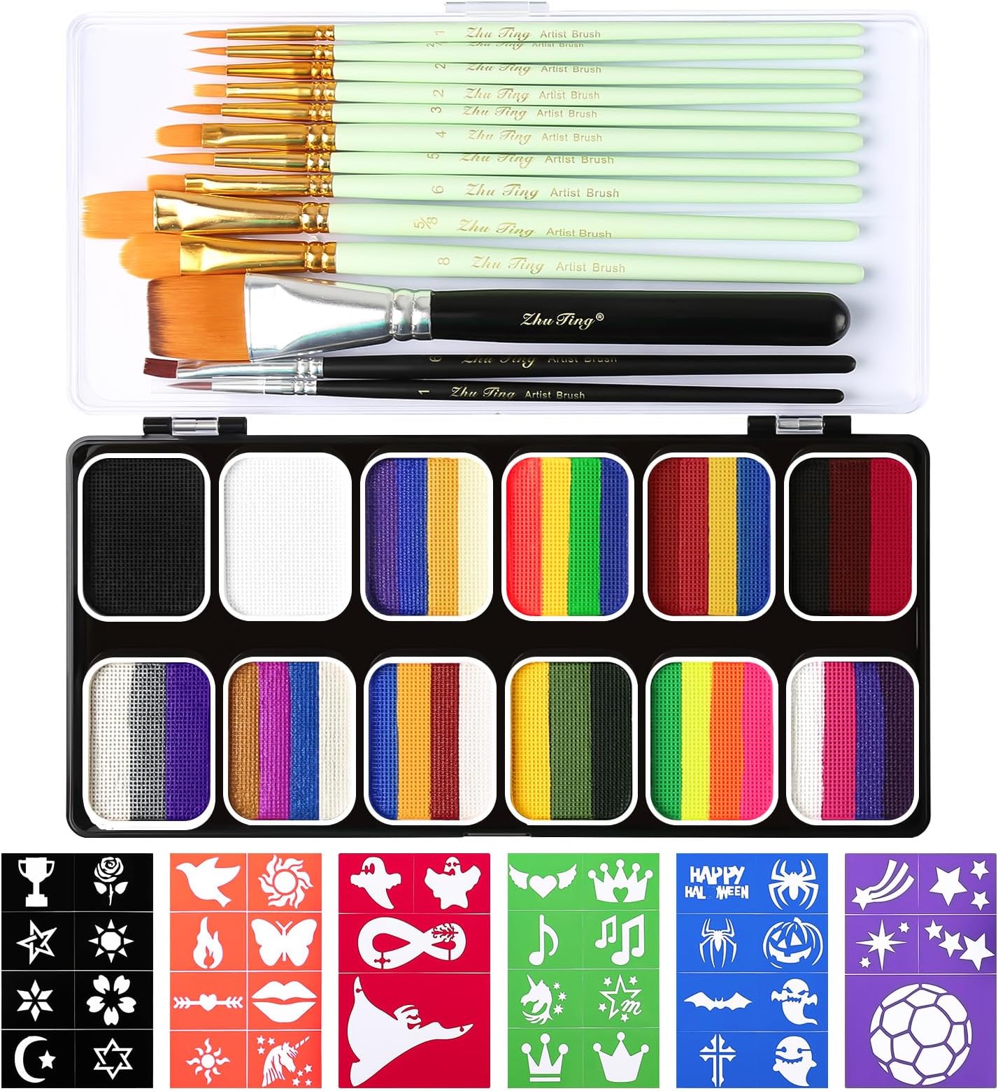 Amazon.com : 10 Colors Water Activated Face Painting Body Painting ...