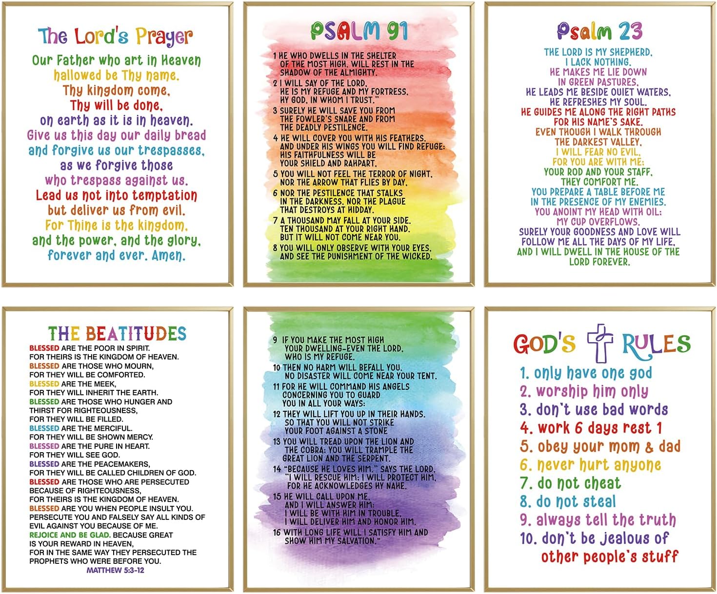 Amazon.com: Lords Prayer Wall Art Posters, Religious Bible Study ...