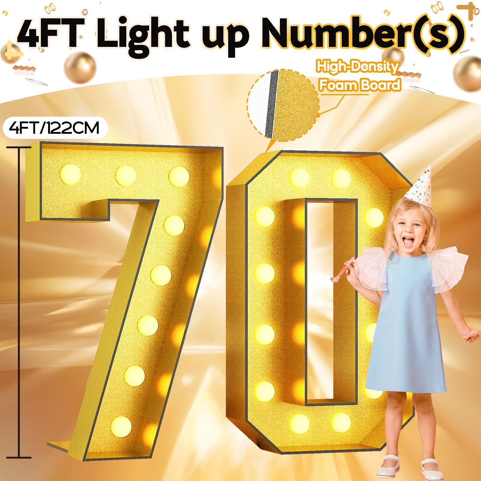 Snapklik.com : Light Up Numbers 70, 4FT Light Up Numbers Number 70 ...